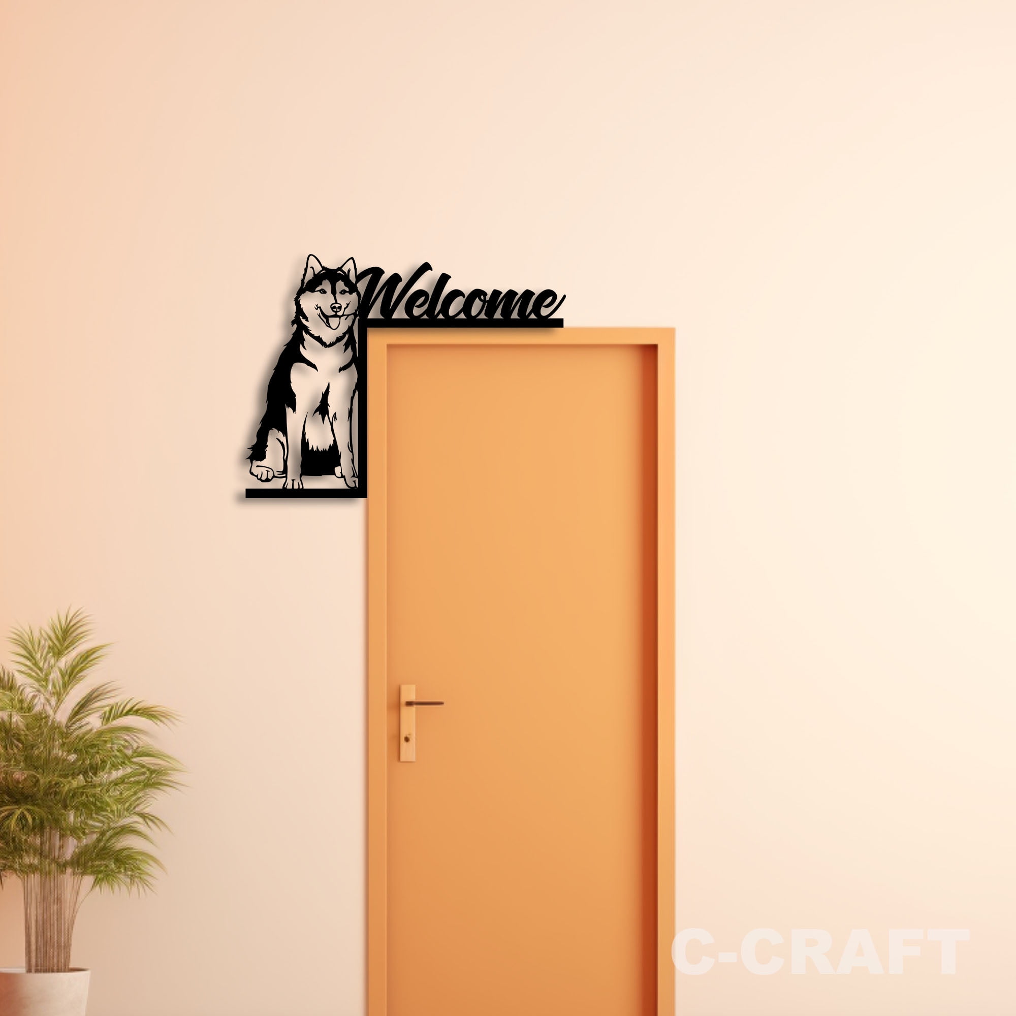 C-CRAFT Husky Dog Metal Decorative Door Corner 8 inch For Home & Office ...