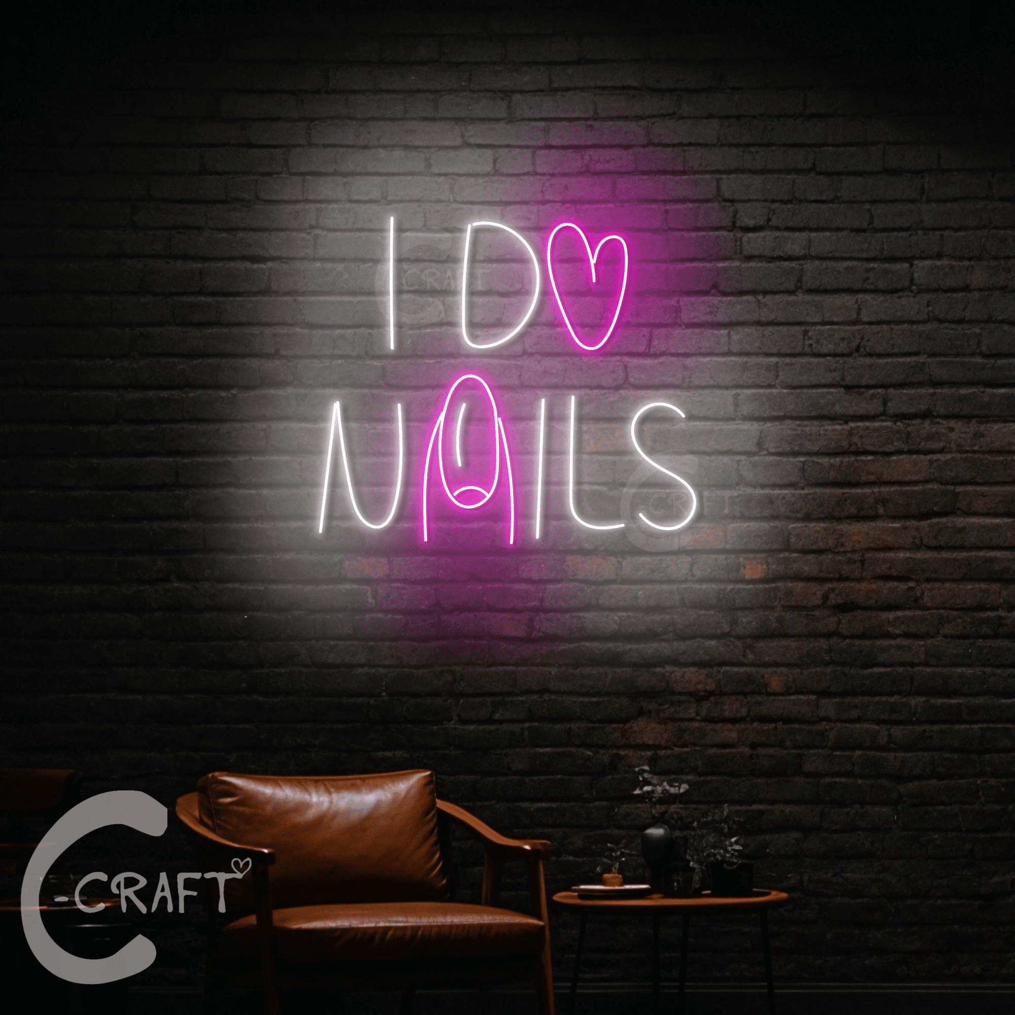 C-CRAFT I Do Nails Neon Sign Led Light Up 25 inch for Nails Salon Wall ...