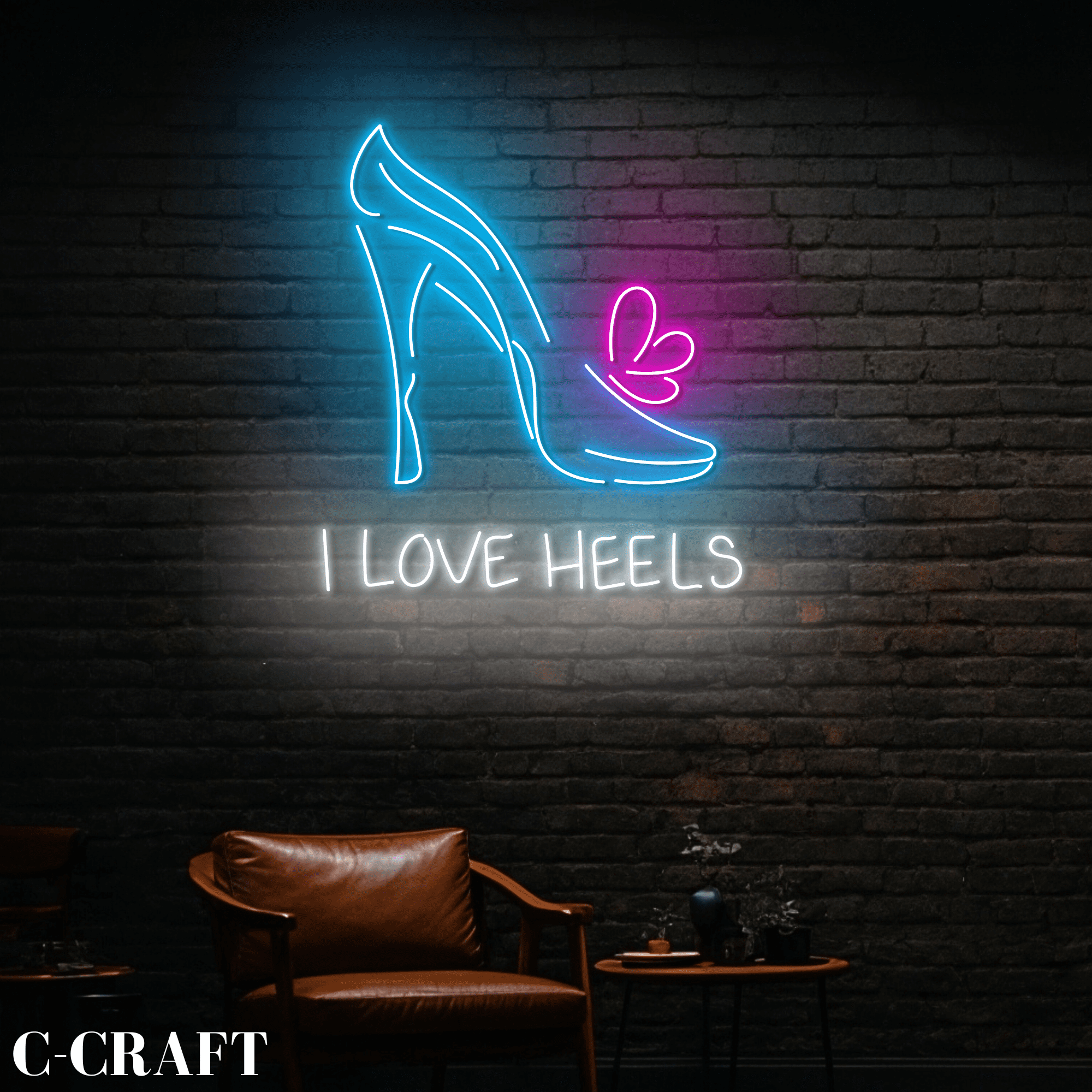 C-CRAFT I Love Heels Neon Led Light Sign for Women Shoe Store Wall Art ...