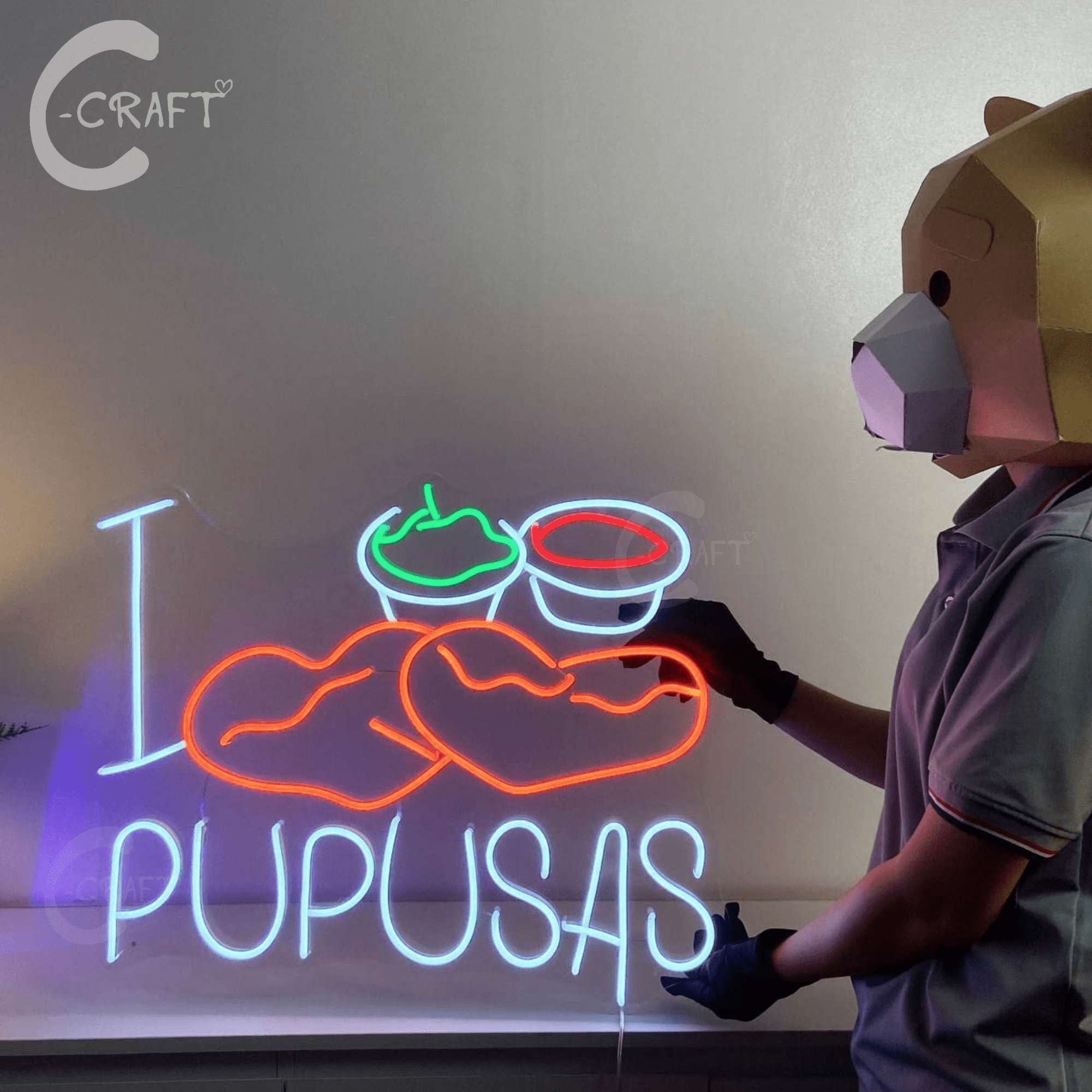 C-CRAFT I Love Pupusas Neon Light Led Sign 40 inch for Pupusas Store ...