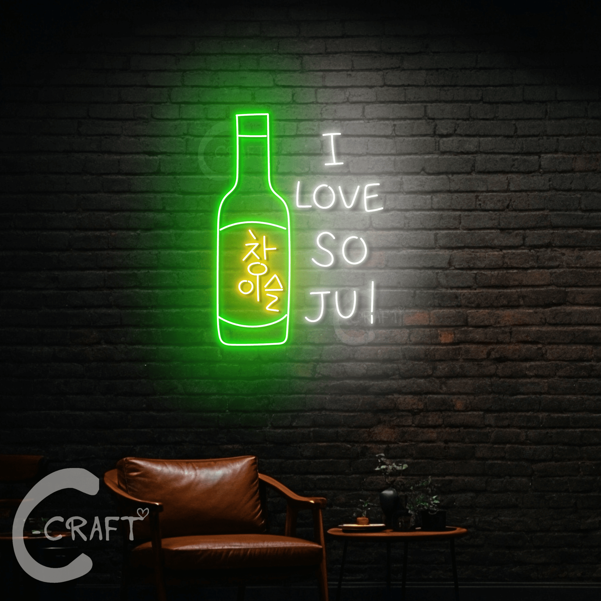 C-CRAFT I Love Soju Neon Sign Led Light Up 40 inch for Korean Soju Home ...