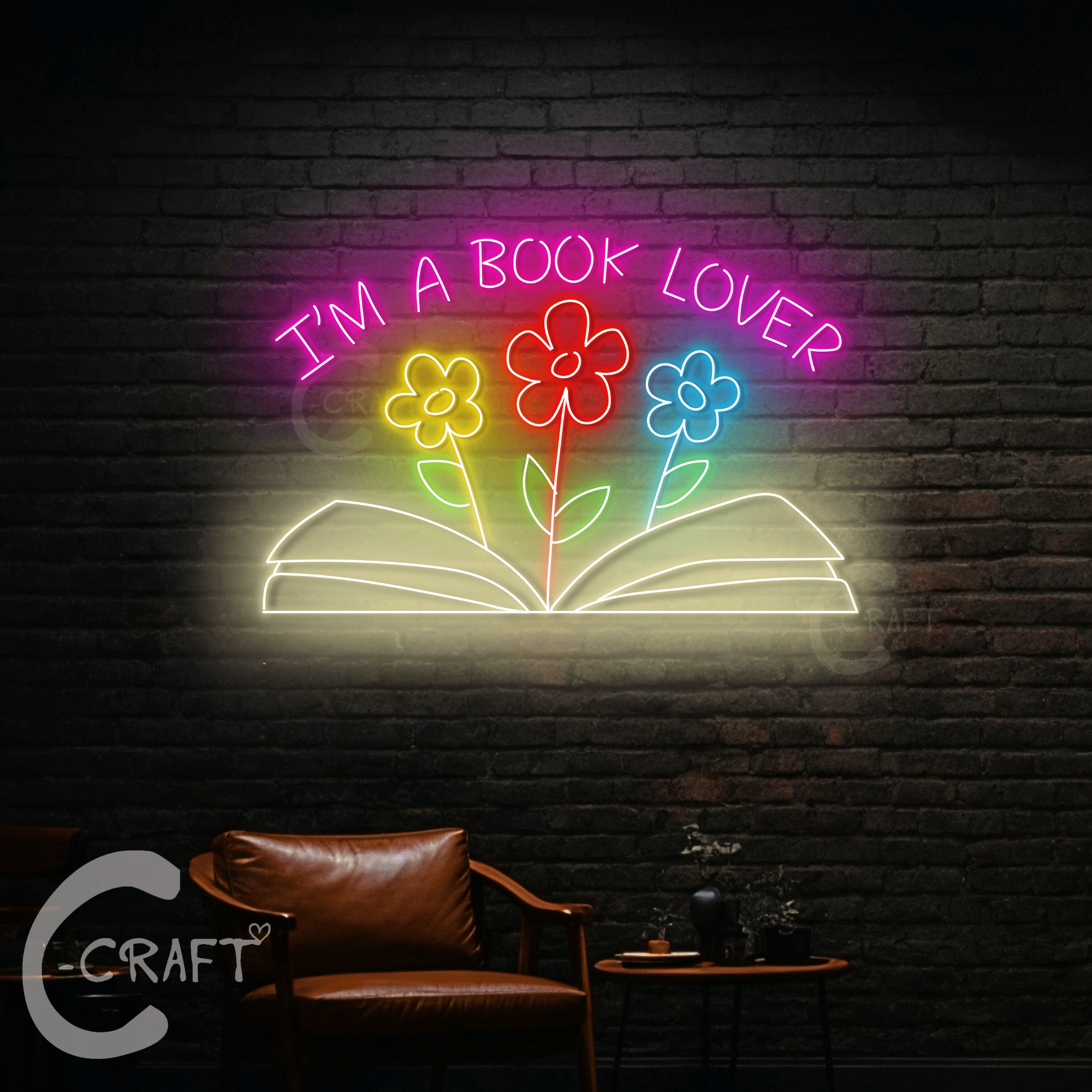 C-CRAFT I'm A Book Lover Neon Sign Led Light Up 40 inch for Book Store ...