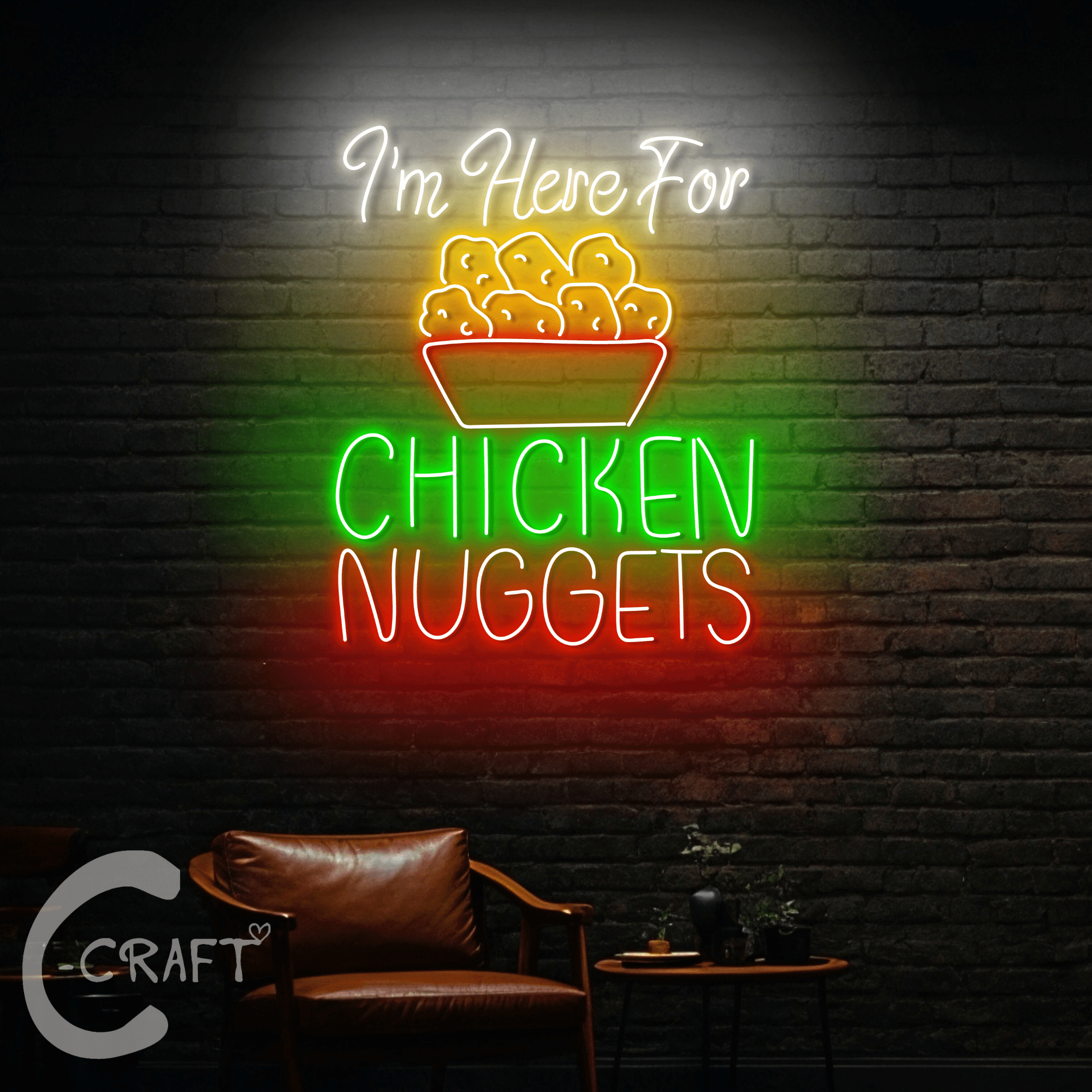 C-CRAFT I'm Here For Chicken Nuggets Neon Led Light Up 25 inch for ...