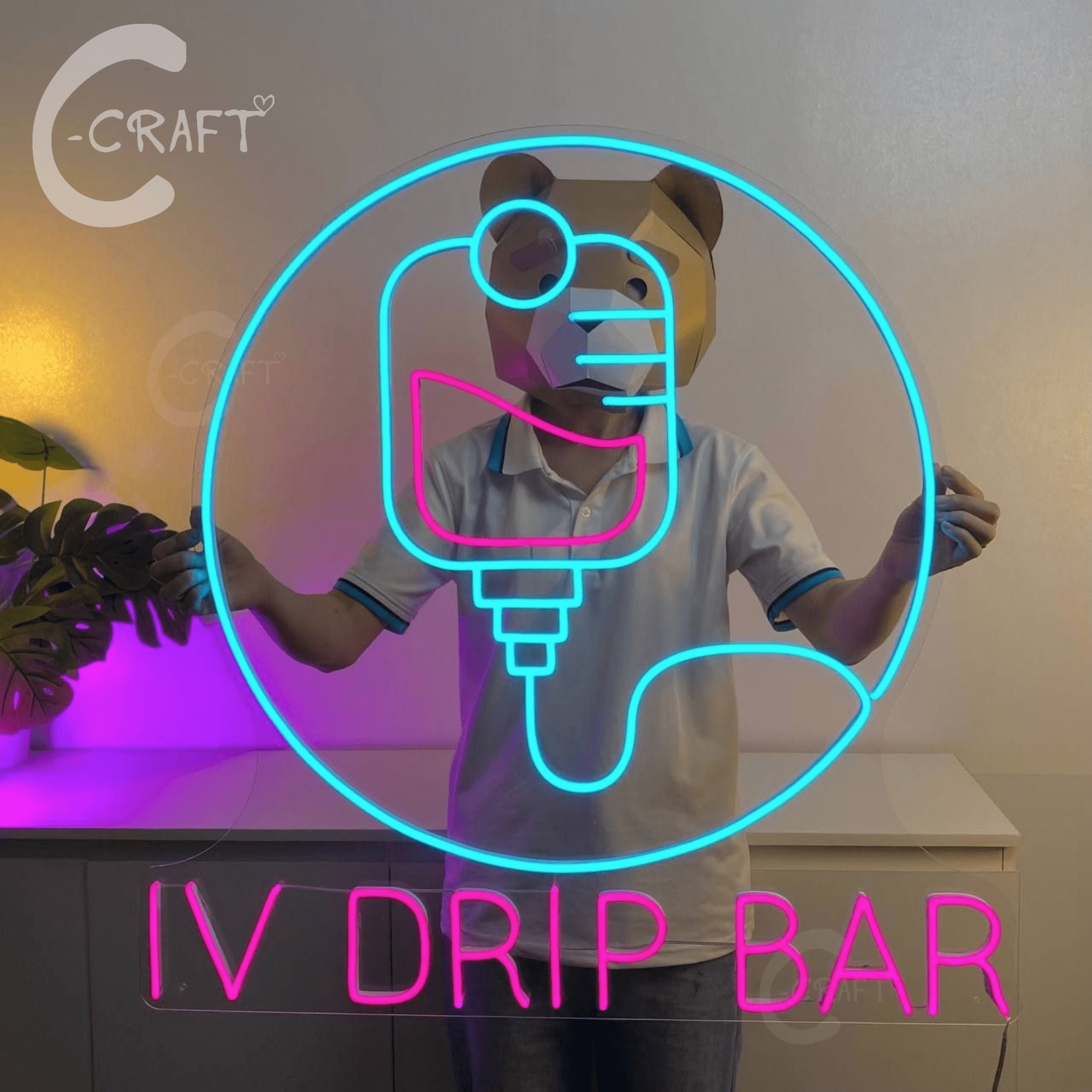 C-CRAFT IV Drip Bar Neon Sign Led Light Up 25 inch for Beauty Spa Wall ...