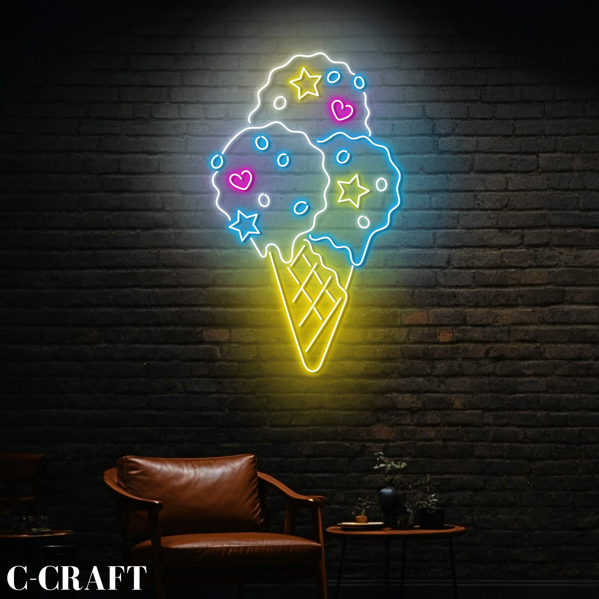 C-CRAFT Ice Cream Candy Neon Led Light Sign for Ice Cream Shop Wall Art ...