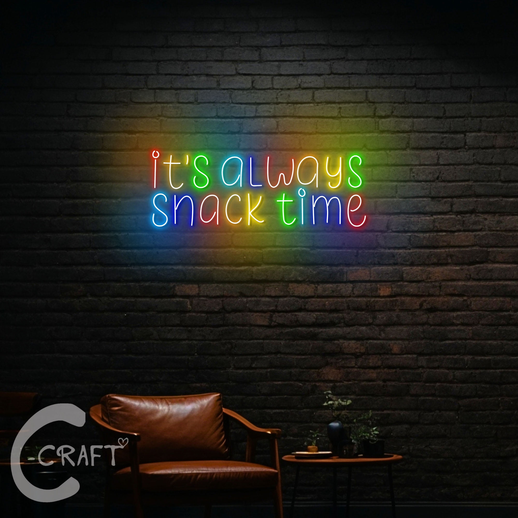 C-CRAFT It's Always Snack Time Neon Led Light Up 20 inch for Snack Bar ...