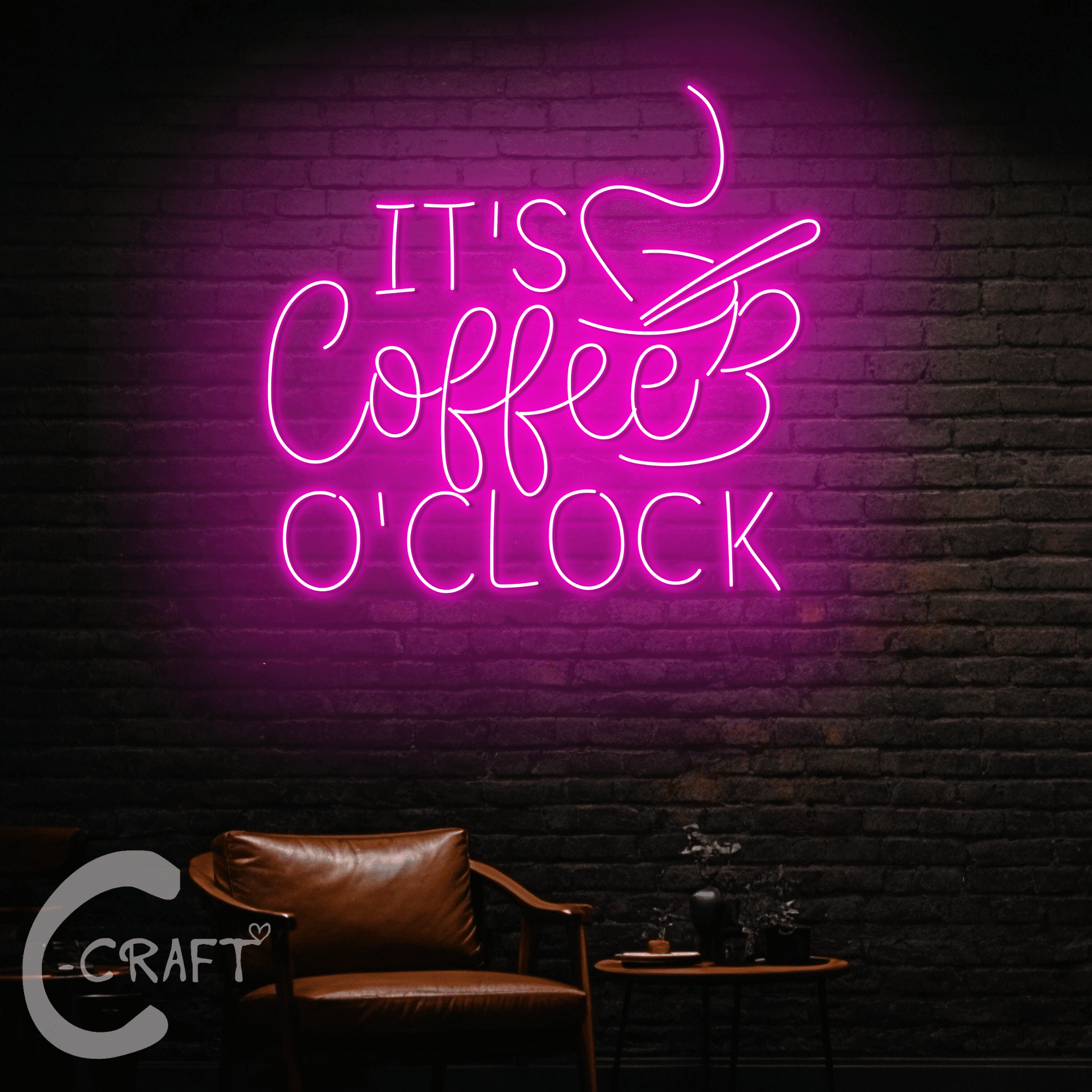 C-CRAFT It's Coffee O'Clock Neon Led Light Up 33 inch for Coffee Shop ...