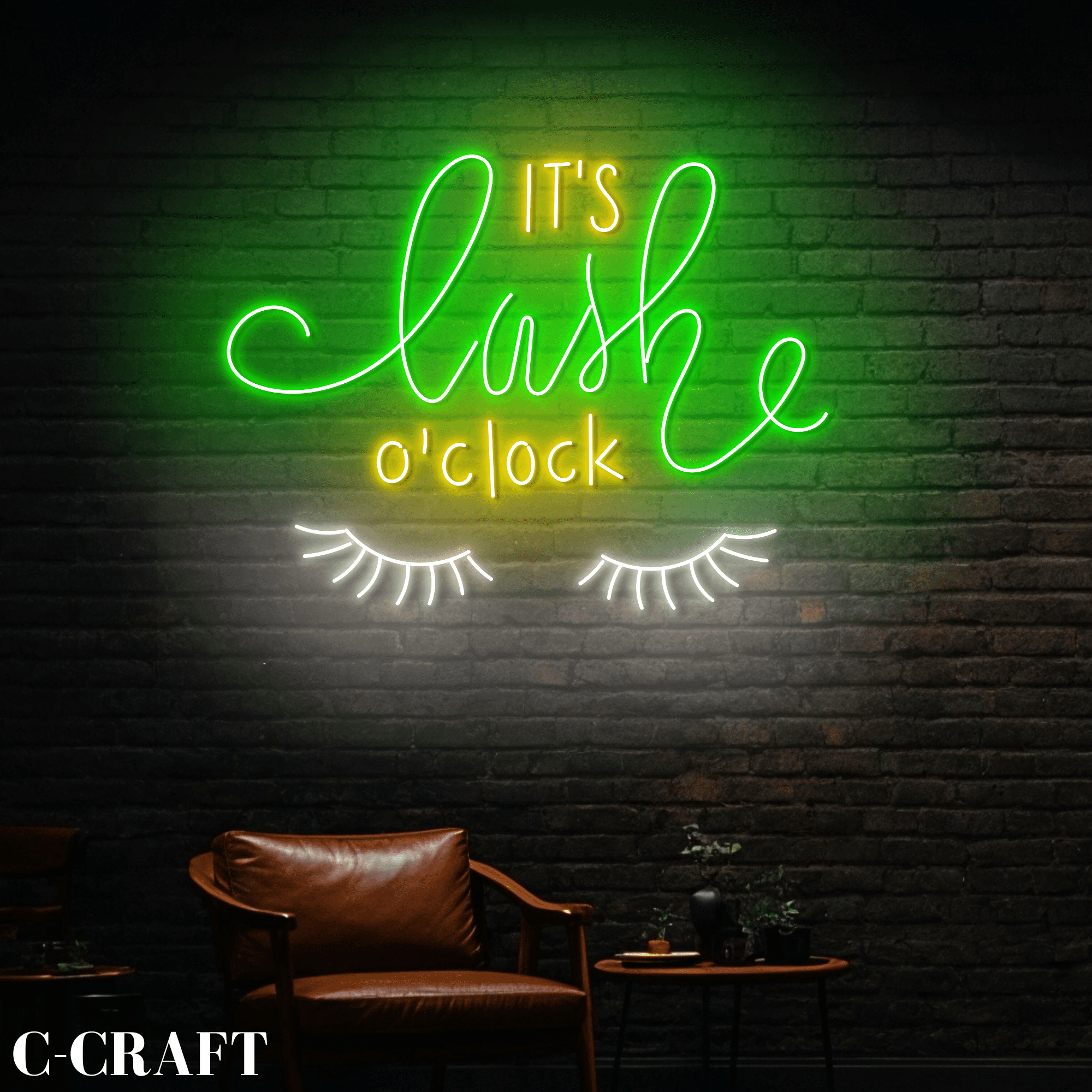 C-CRAFT It's Lash O'clock Neon Led Light Sign for Eyelash Salon Wall ...