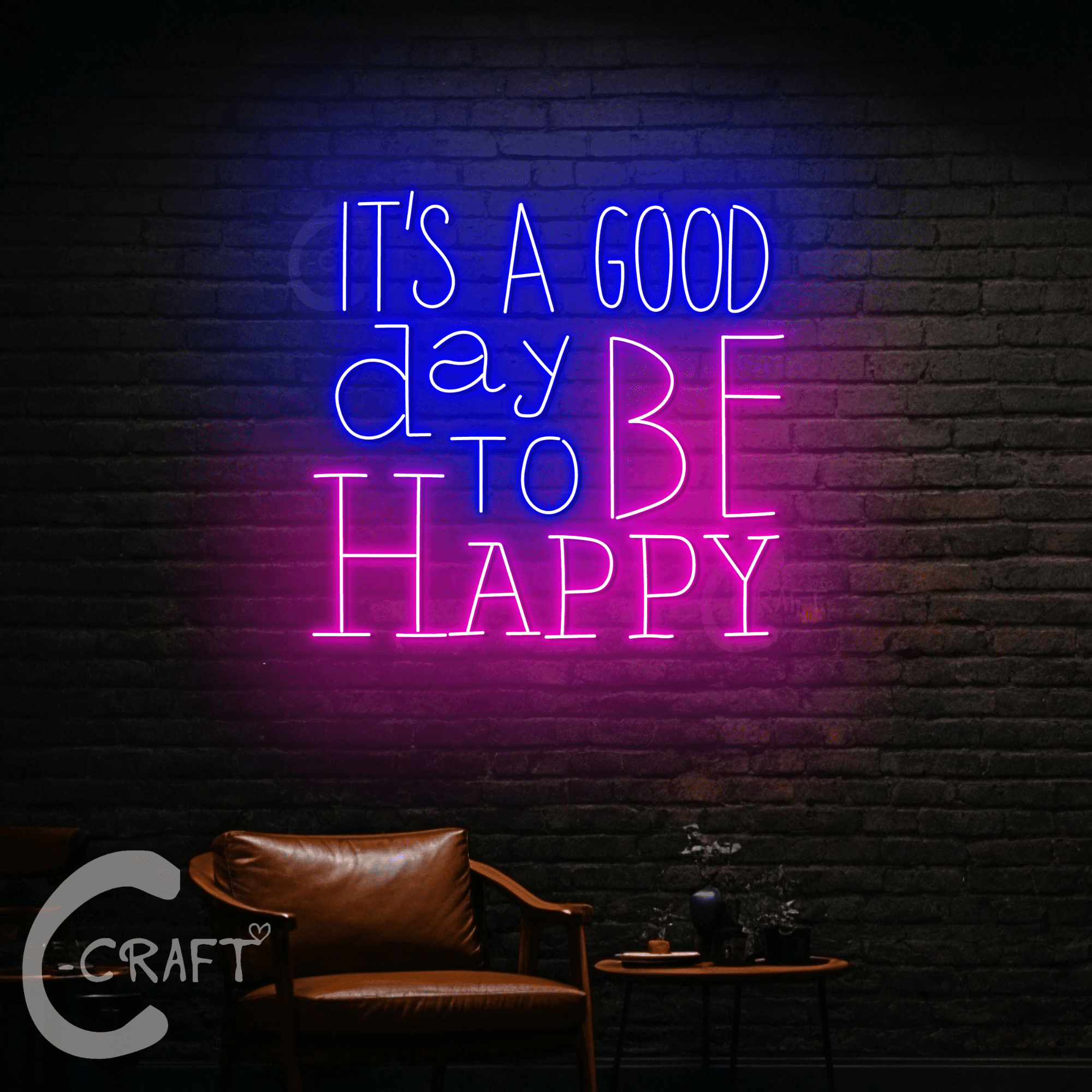 C-CRAFT It's a Good Day To Be Happy Neon Sign Led Light Up 35 inch for ...