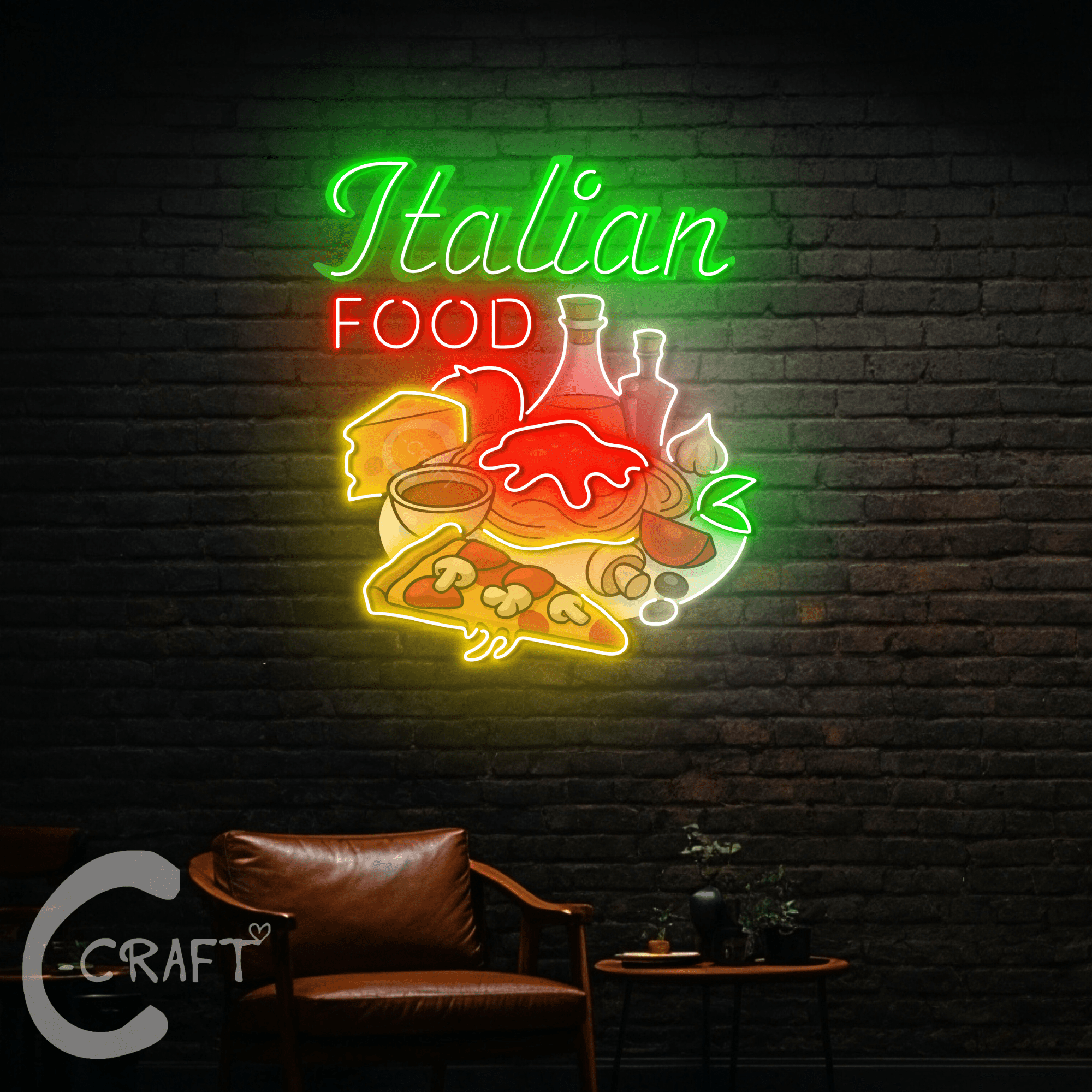 C-CRAFT Italian Food Led Neon Sign 30 inches for Italian Restaurant ...