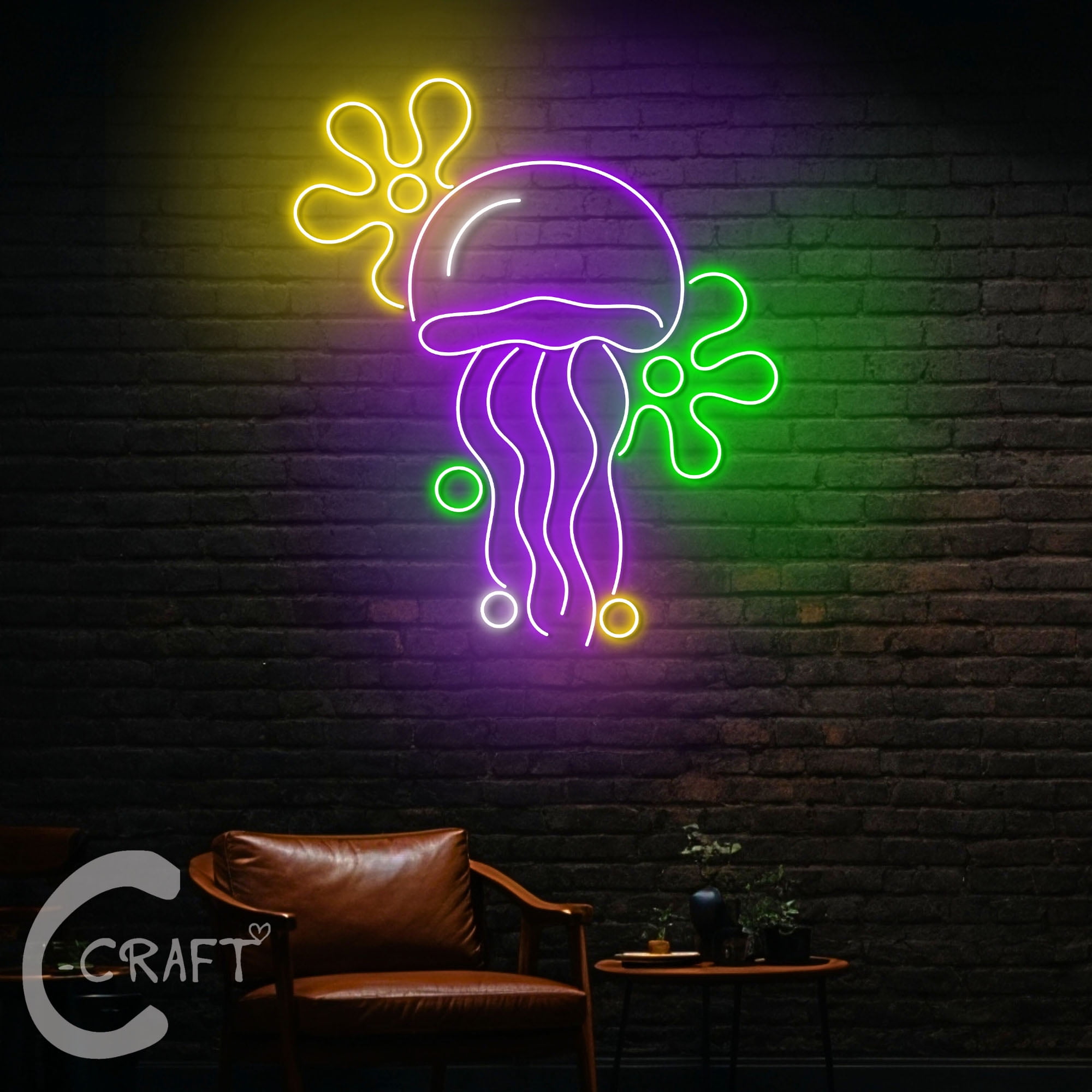 C-CRAFT Jellyfish Spongebob Neon Sign LED Light 38 inch for Jellyfish ...