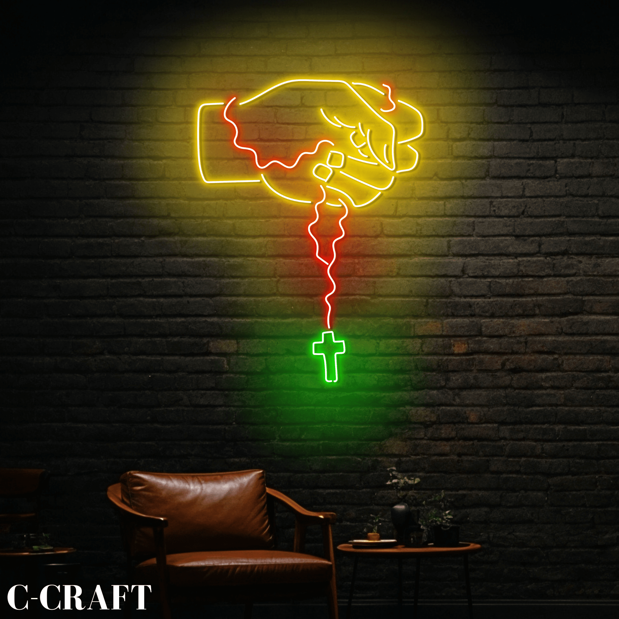 C-CRAFT Jesus Cross Christmas Wall Art Led Light Neon Sign For ...