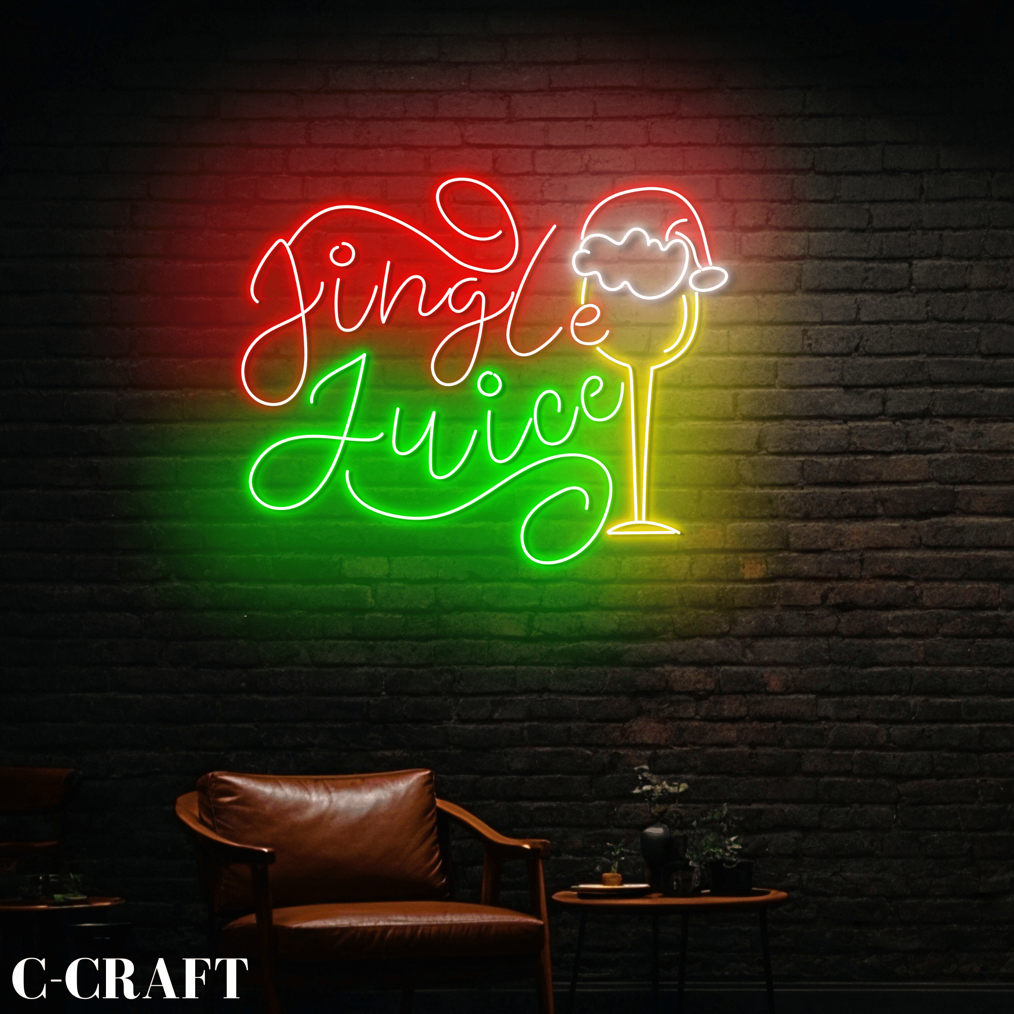 C-CRAFT Jingle Juice Shop Christmas Neon Sign Wall Decor LED Light ...