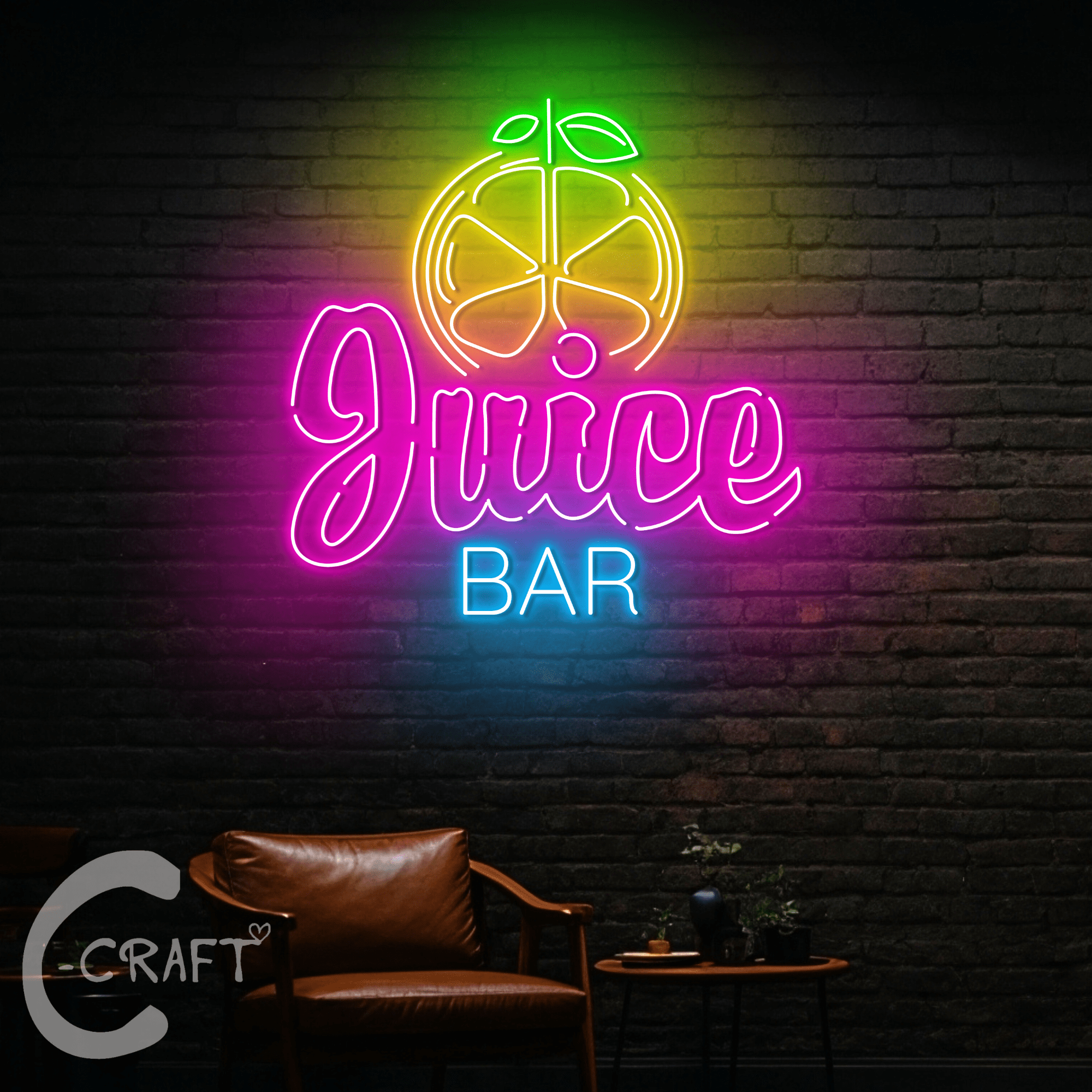C-CRAFT Juice Bar Neon Led Light Up 33 inch for Fruit Juice Shop Wall ...