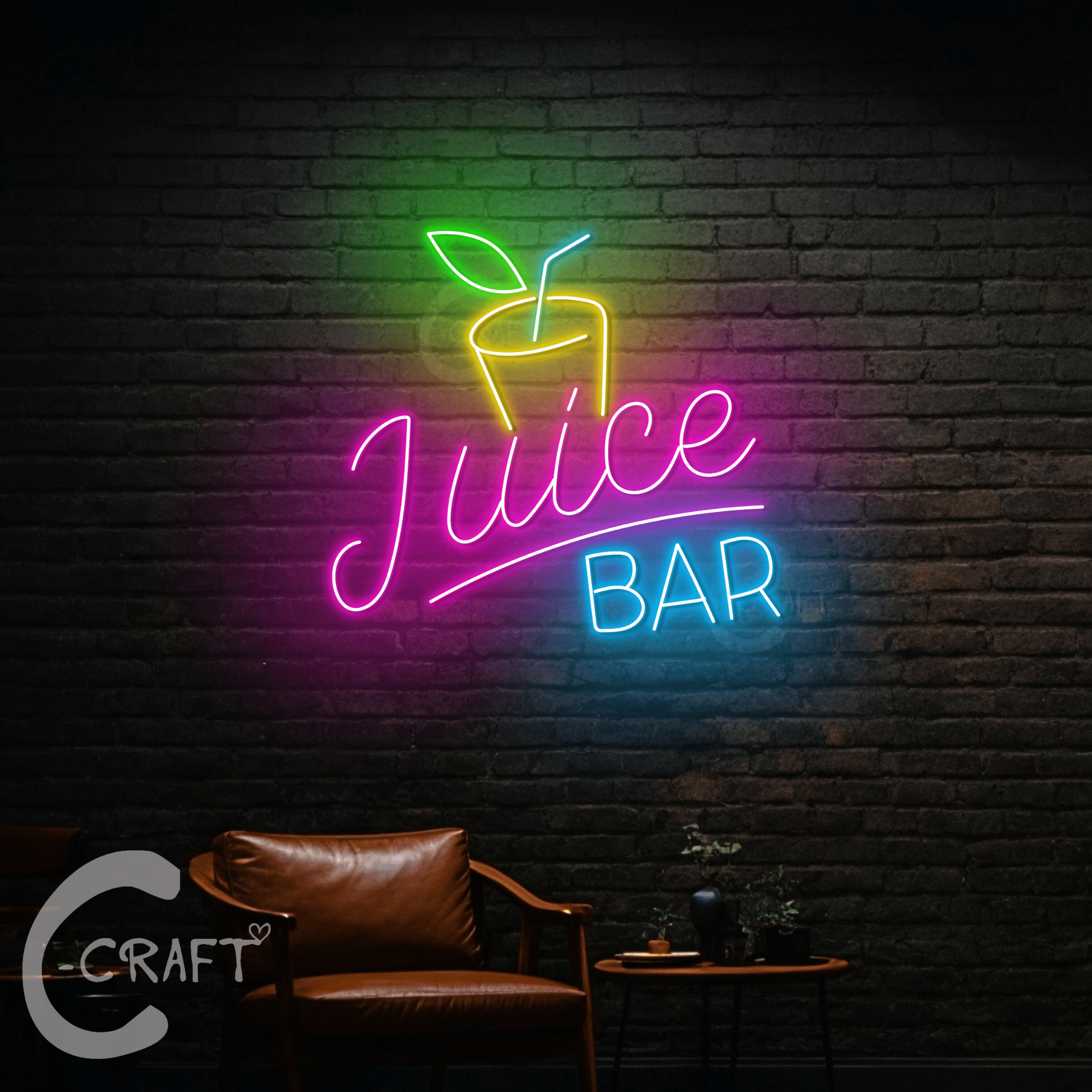 C-CRAFT Juice Bar Neon Sign Led Light Up 25 inch for Juice Bar Pub Wall ...