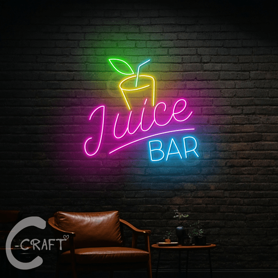 C-CRAFT Juice Bar Neon Sign Led Light Up 35 inch for Juice Bar Pub Wall ...