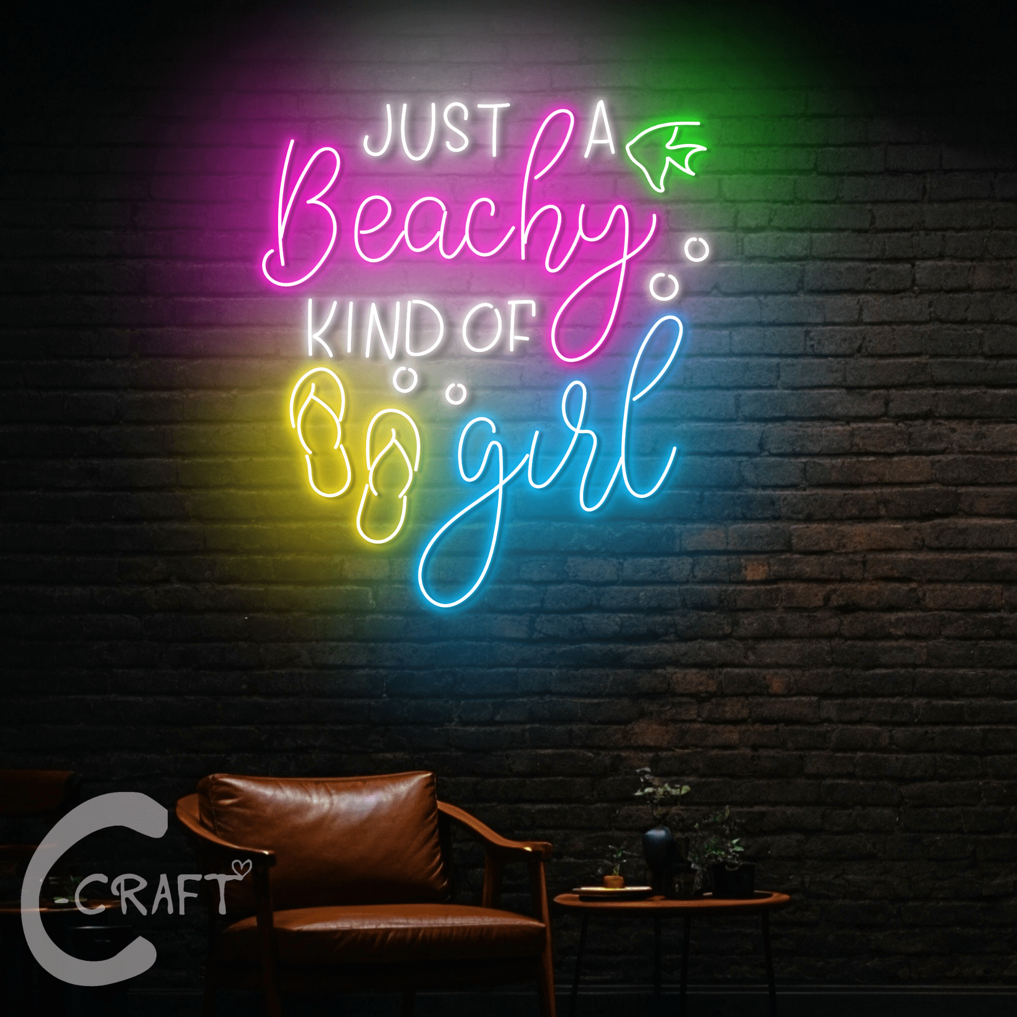 C-CRAFT Just A Beachy Kind Of Girl Neon Led Light Up 23 inch for Beach ...