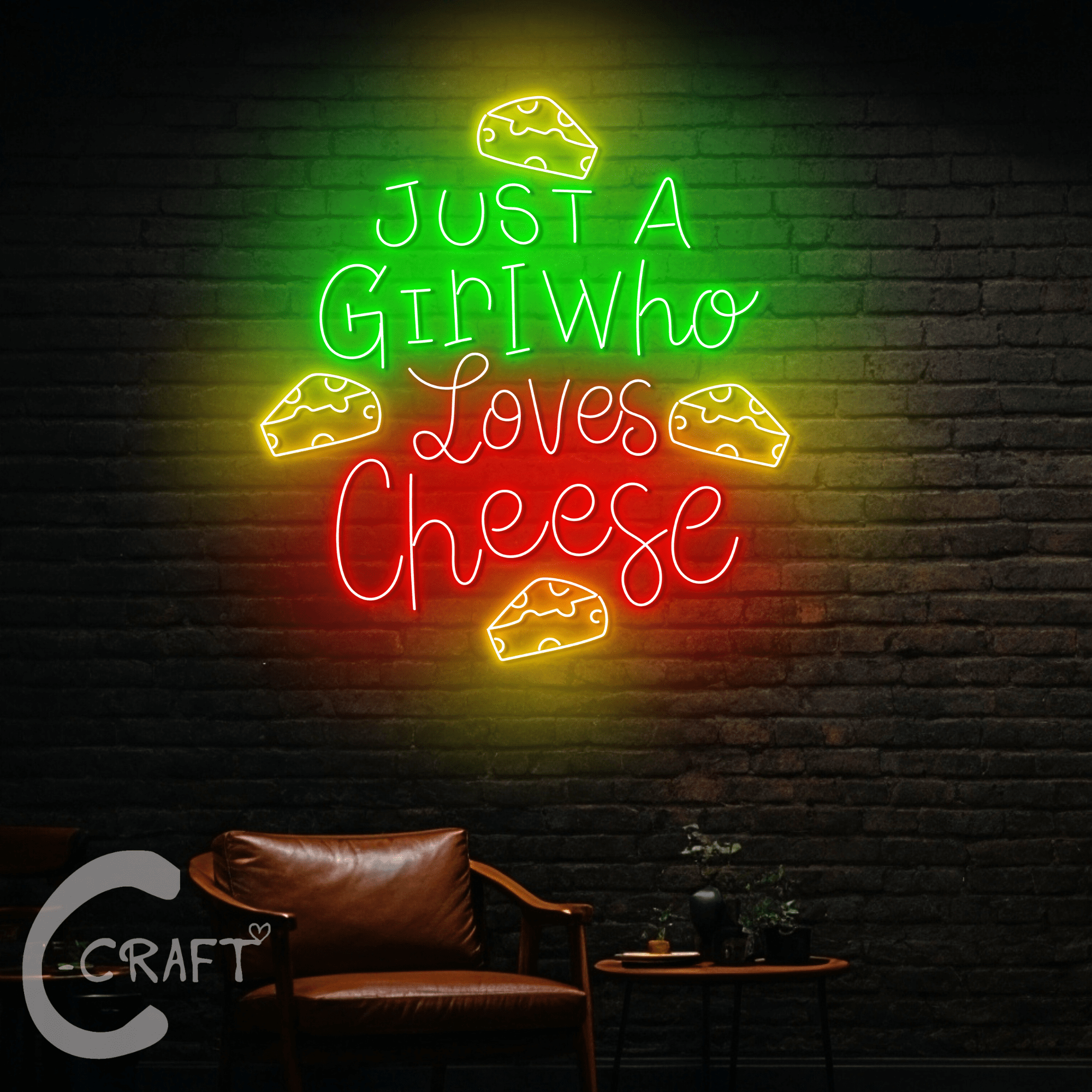 C-CRAFT Just A Girl Who Loves Cheese Neon Led Light Up 27 inch for ...