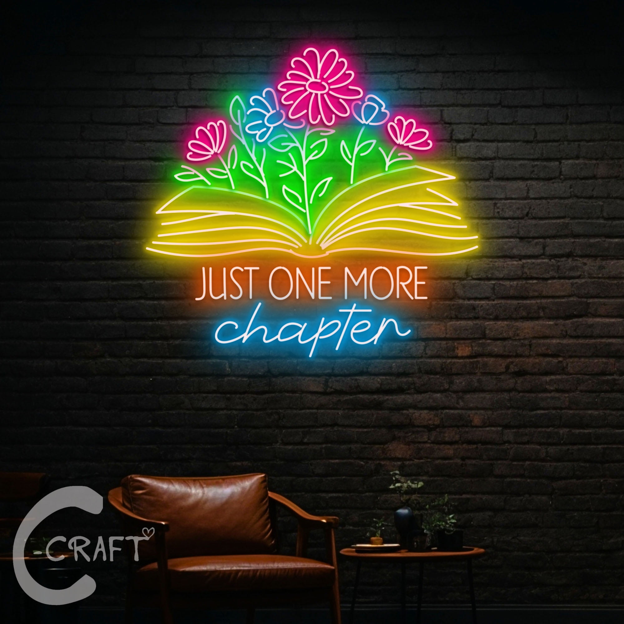 C-CRAFT Just One More Chapter Neon Sign LED Light 38 inch for Book ...