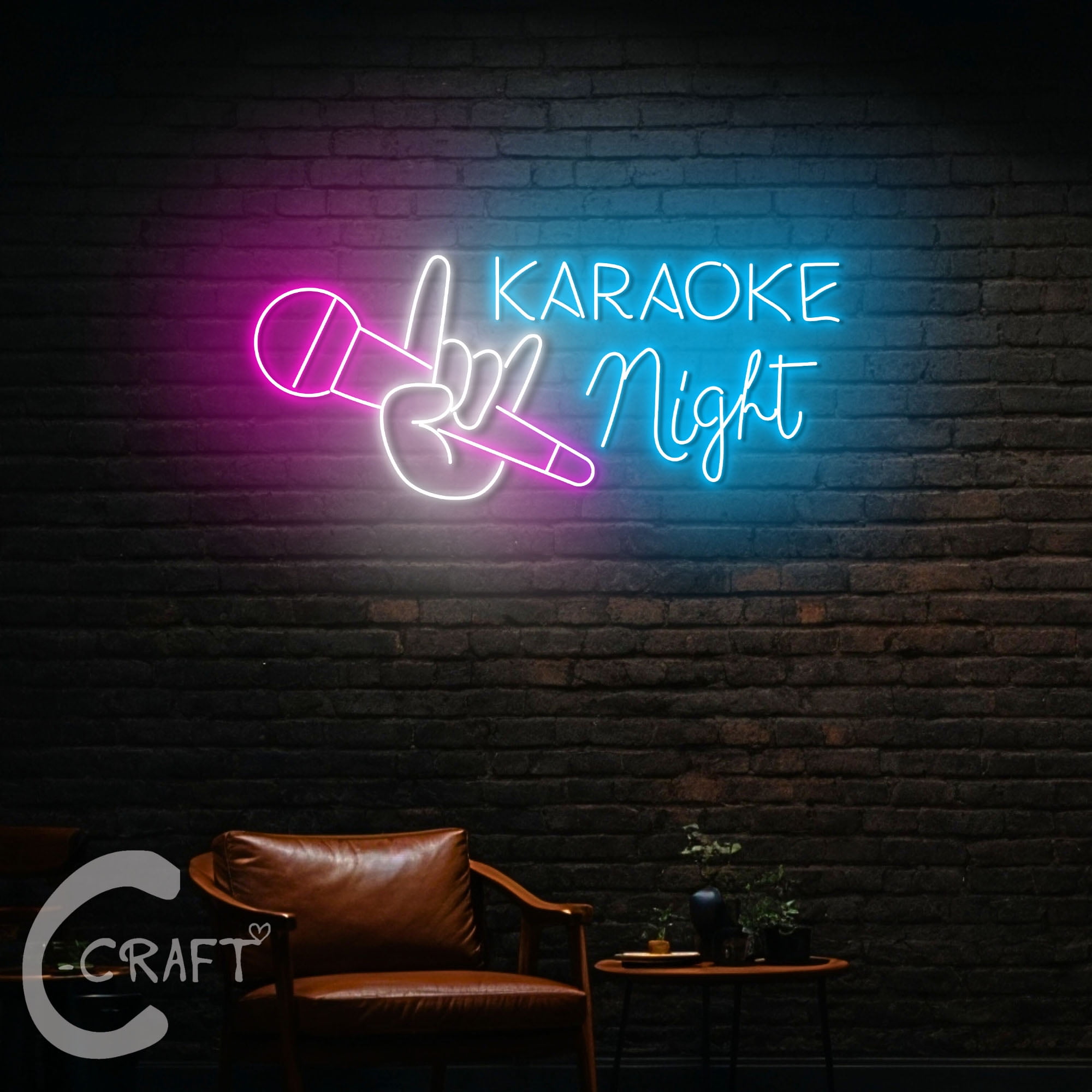 C-CRAFT Karaoke Night Led Light Up 33 inch for Karaoke Club Home Bar ...
