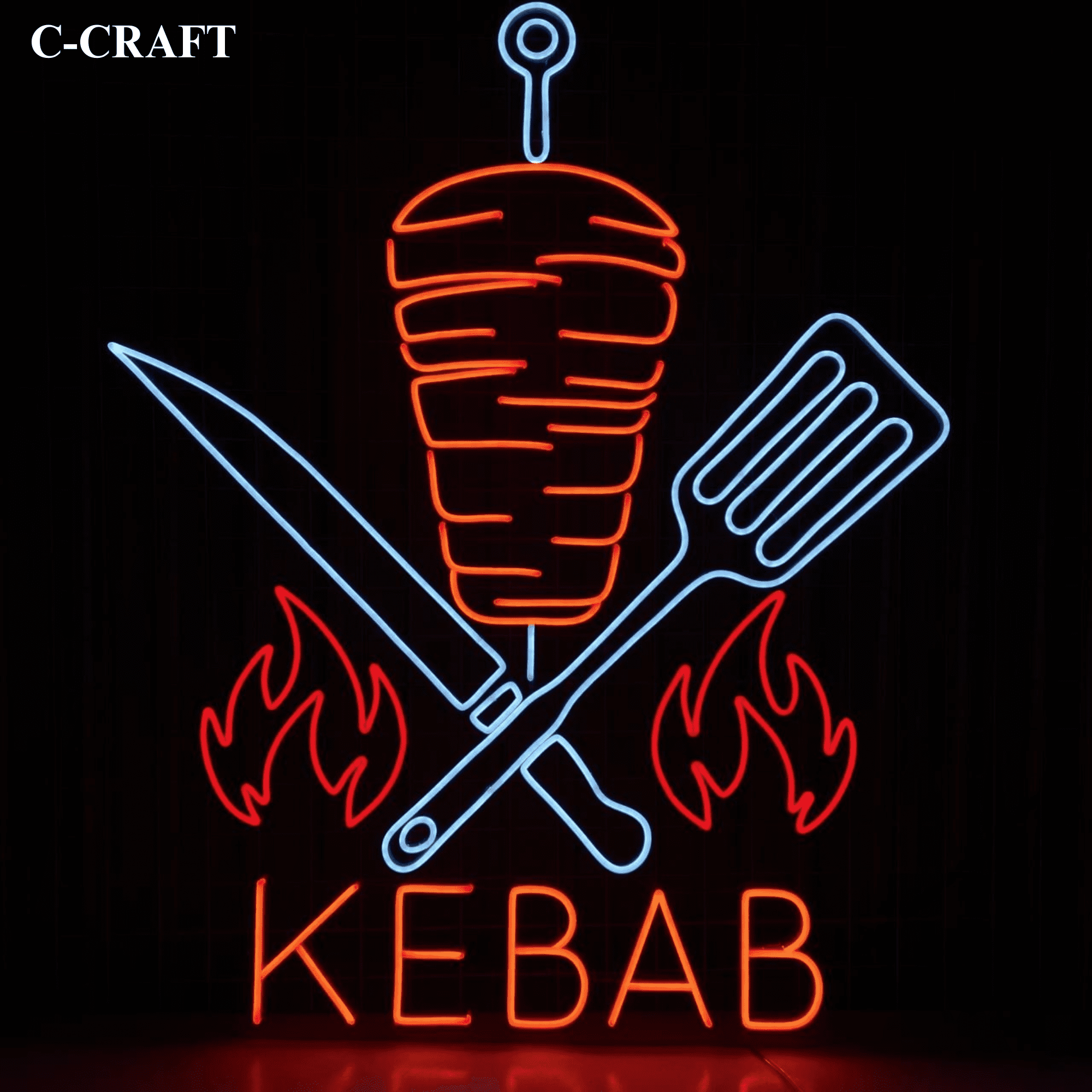 C-CRAFT Kebab Neon LED Light Acrylic Wall Decorations For Doner Kebab ...