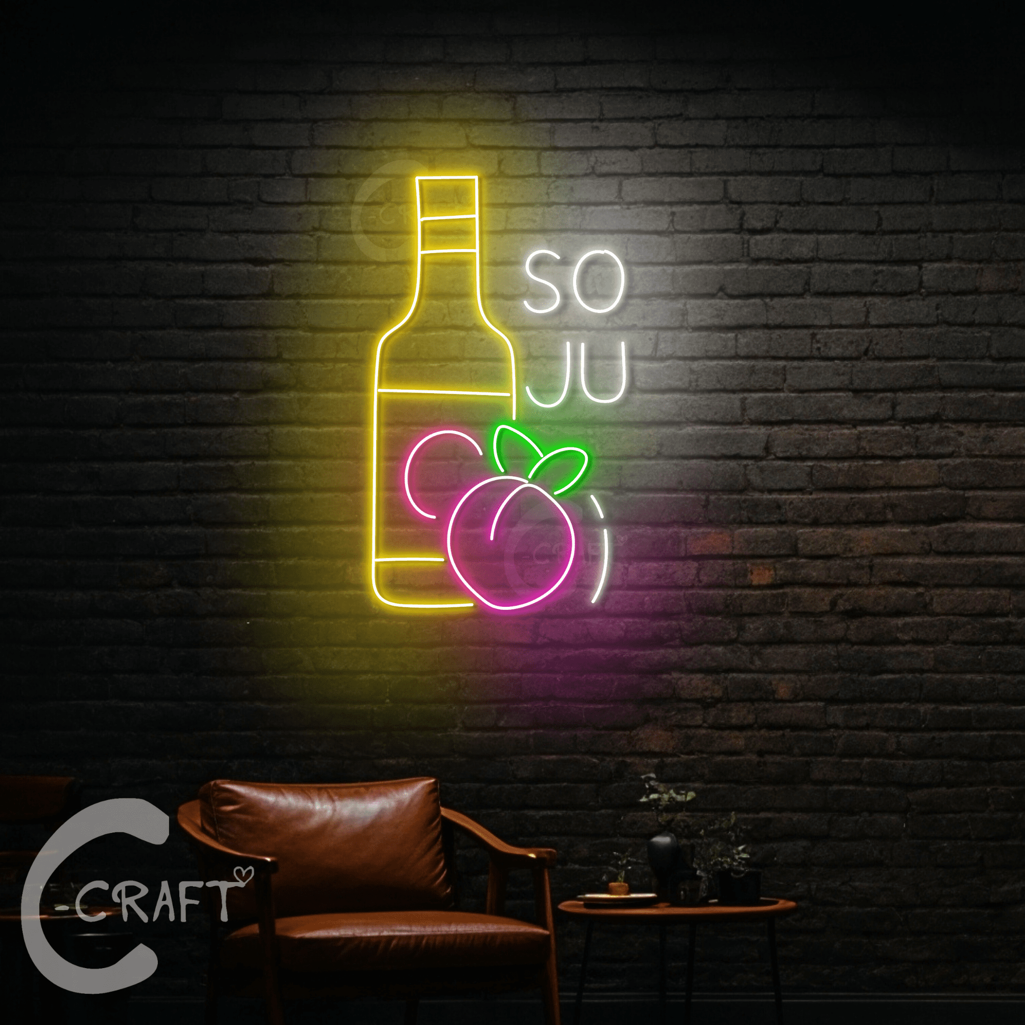 C-CRAFT Korean Soju Neon Sign Led Light Up 40 inch for Korean Soju Home ...