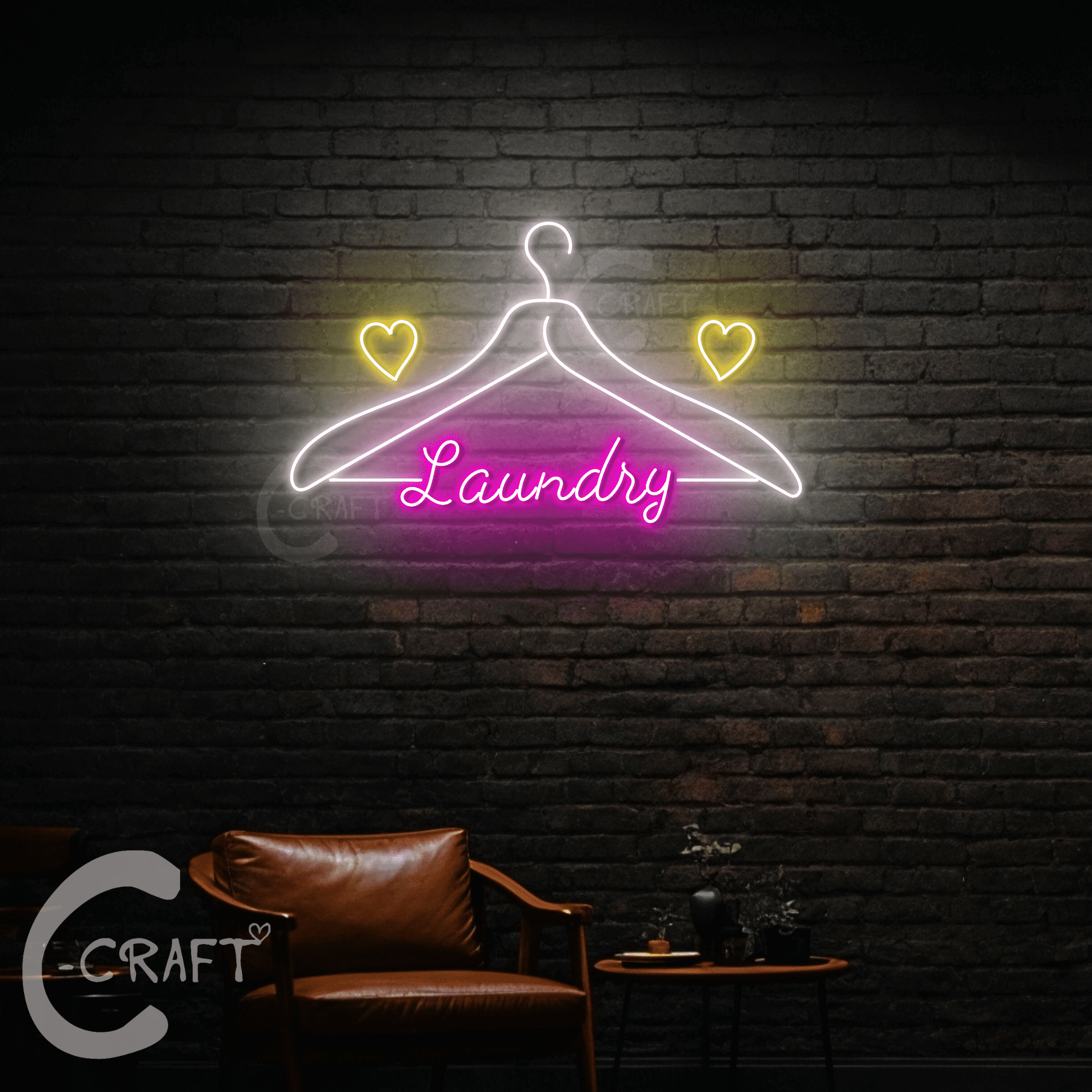 C-CRAFT Laundry Neon Sign Led Light Up 40 inch for Laundry Shop Wall ...