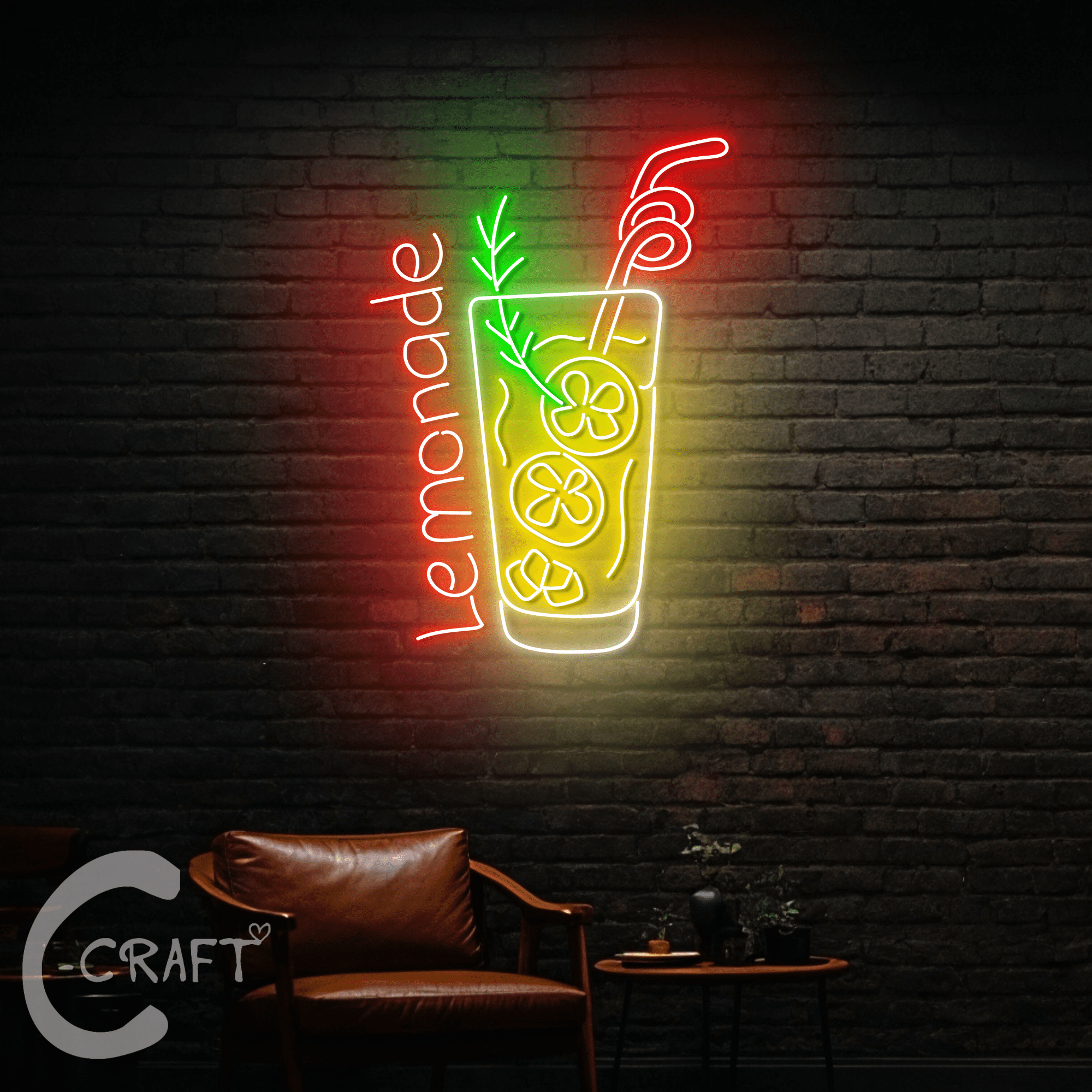 C-CRAFT Lemonade Neon Led Light Up 40 inch for Drinks Bar Wall Decor ...