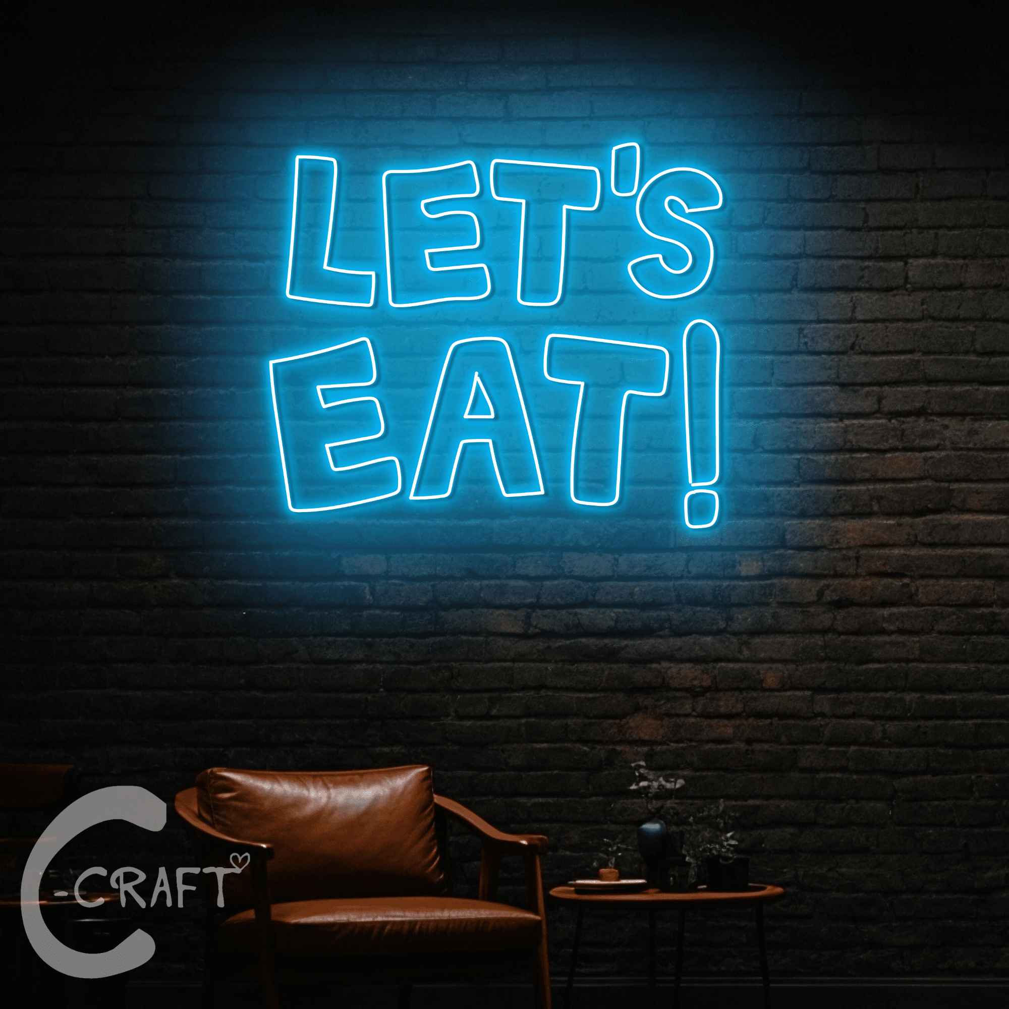 C-CRAFT Let's Eat Neon Led Light Up 38 inch for Bakery Restaurant ...
