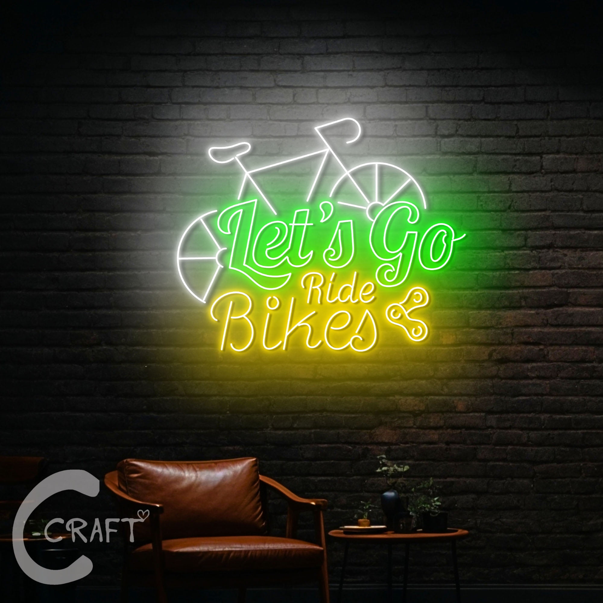 C-CRAFT Let's Go Ride Bikes Neon Led Light Up 35 inch for Bike Shop ...