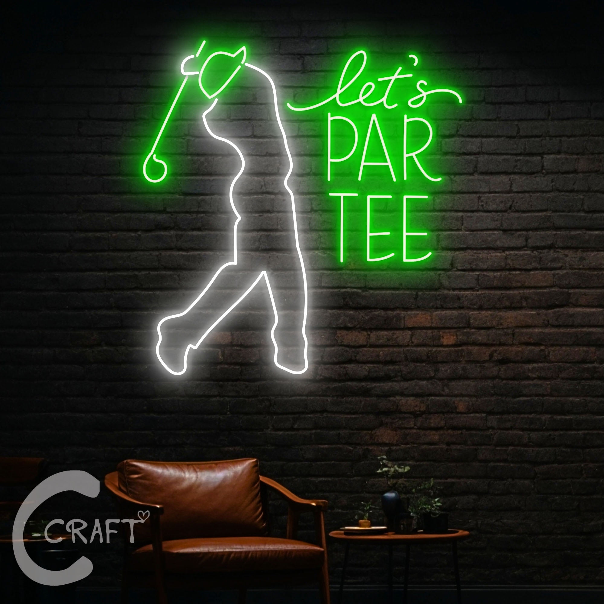 C-CRAFT Let's Par Tee Neon Sign LED Light 30 inch for Golf Club Golfer ...