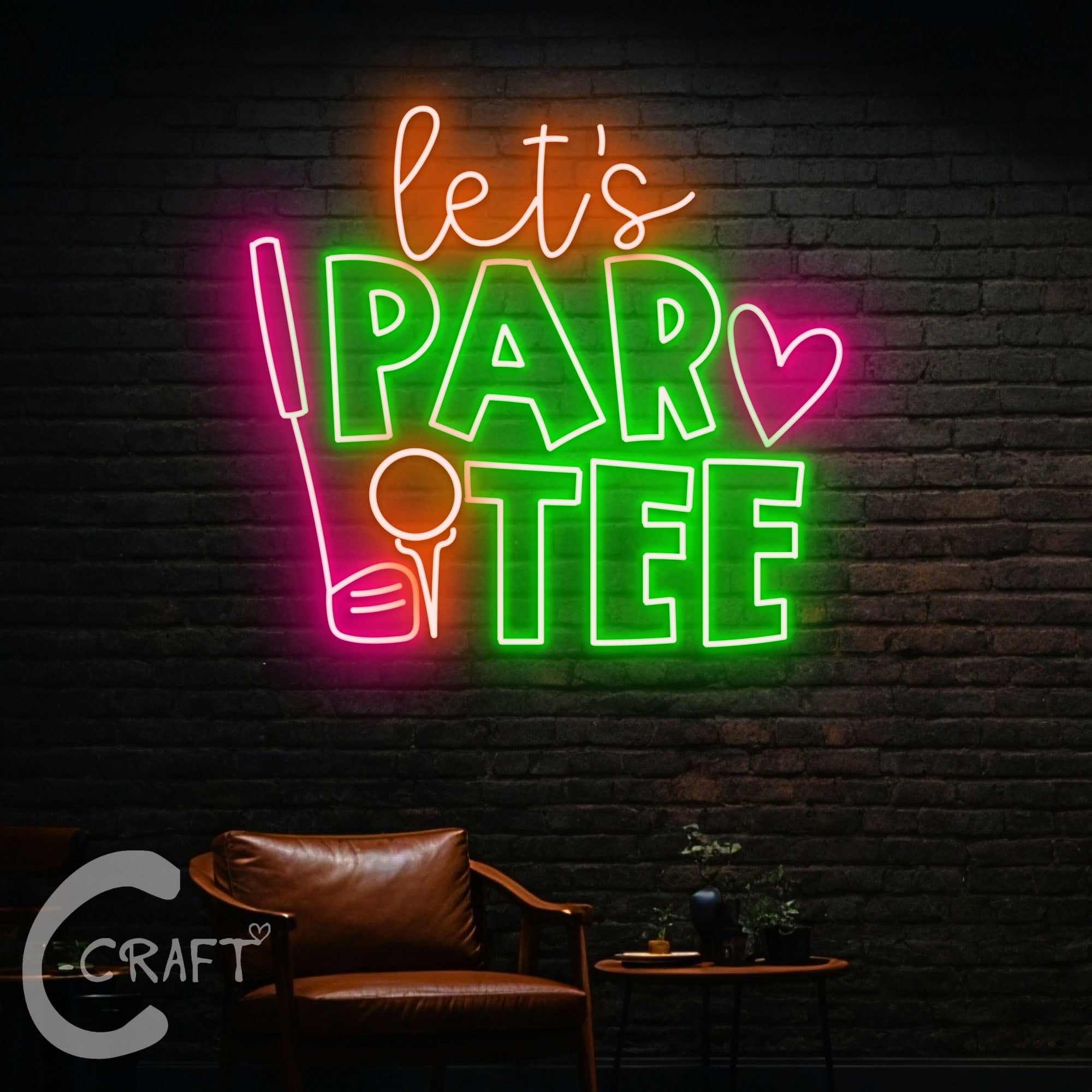 C-CRAFT Let's Par Tee Neon Sign LED Light 40 inch for Golf Club Wall ...