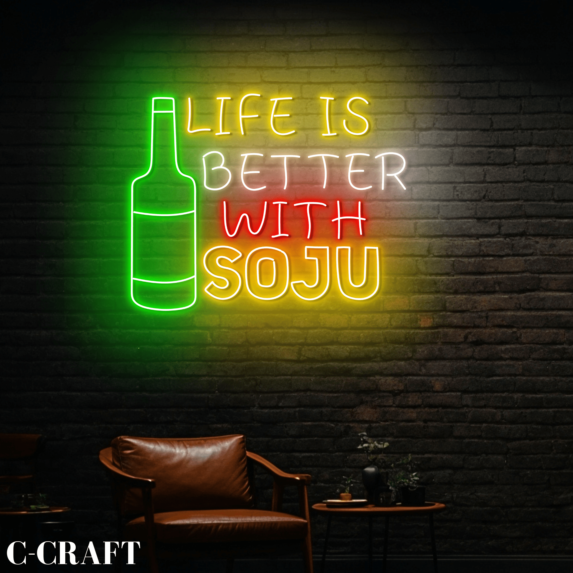 C-CRAFT Life Is Better With Soju Neon Led Light Sign Wall Art for Soju ...