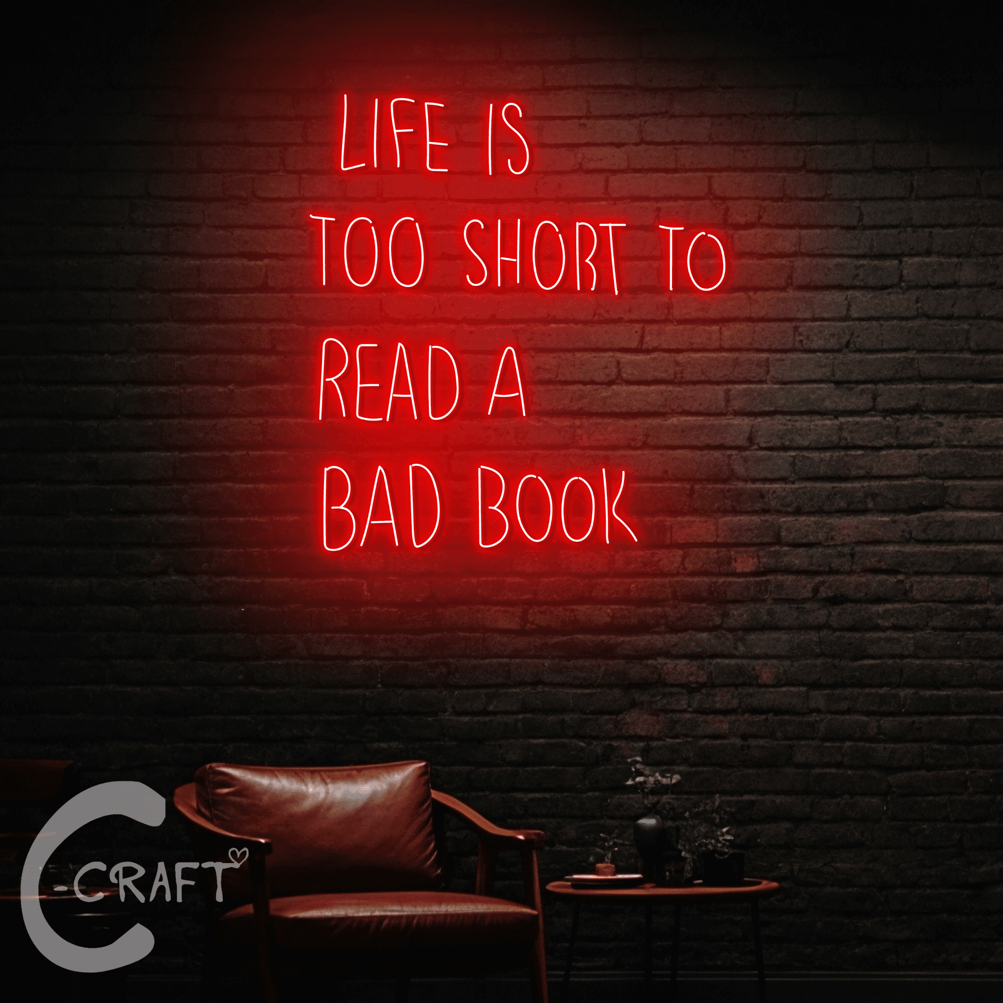C-CRAFT Life Is Too Short To Read A Bad Book Neon Led Light Up 25 inch ...