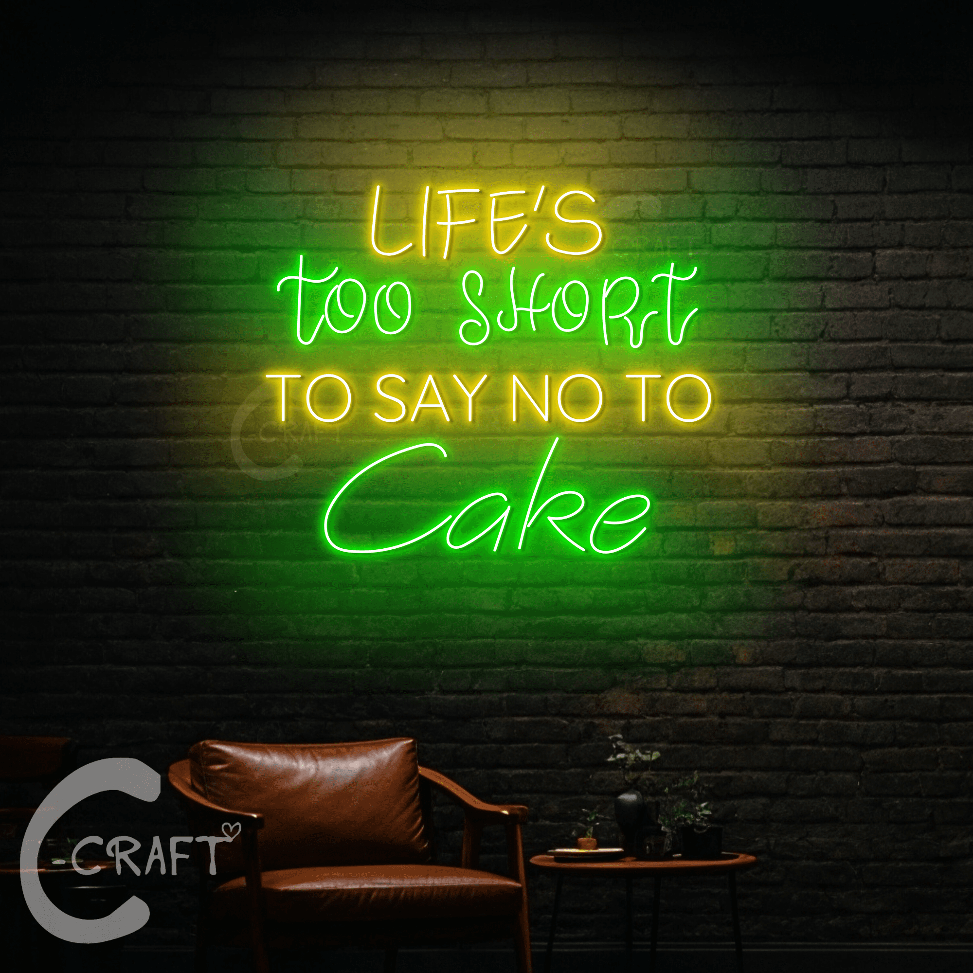 C-CRAFT Life's Too Short To Say No To Cake Neon Sign Led Light Up 40 ...