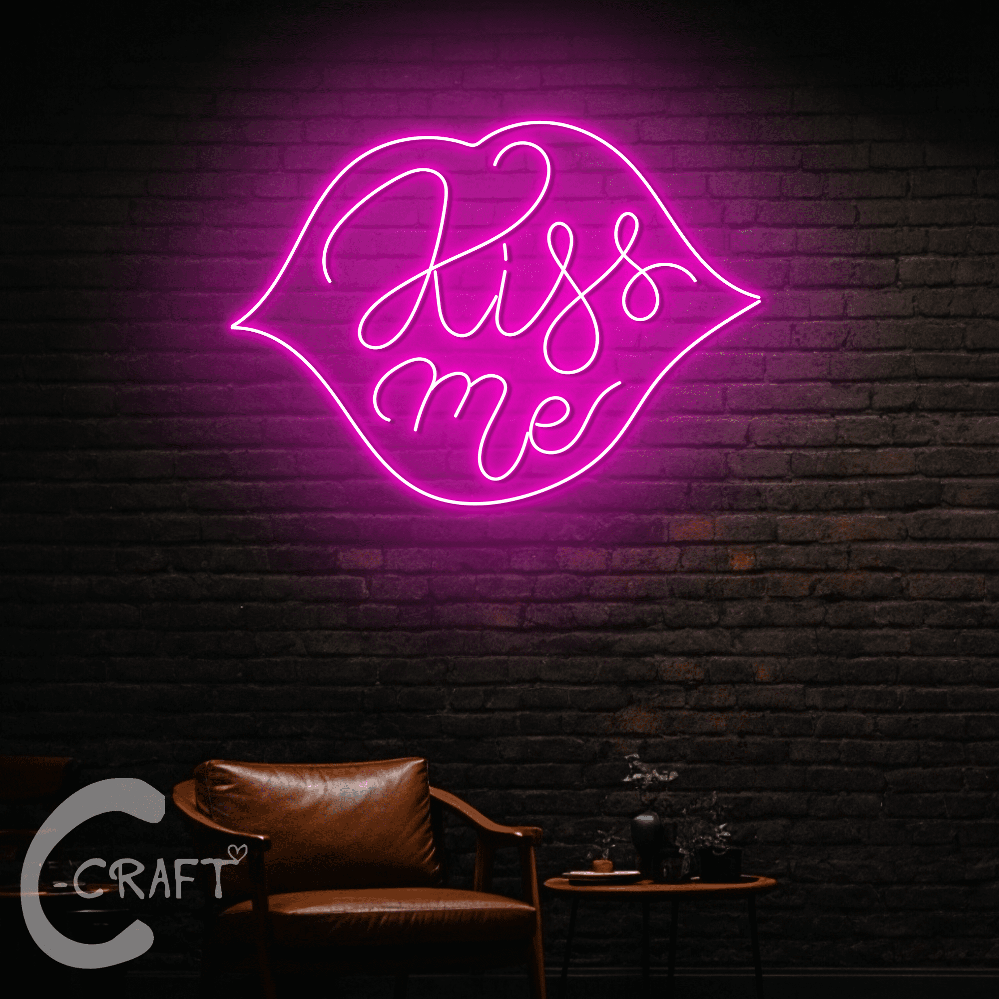 C-CRAFT Lips Kiss Me Neon Led Light Sign 35 inch for Valentine Wedding ...