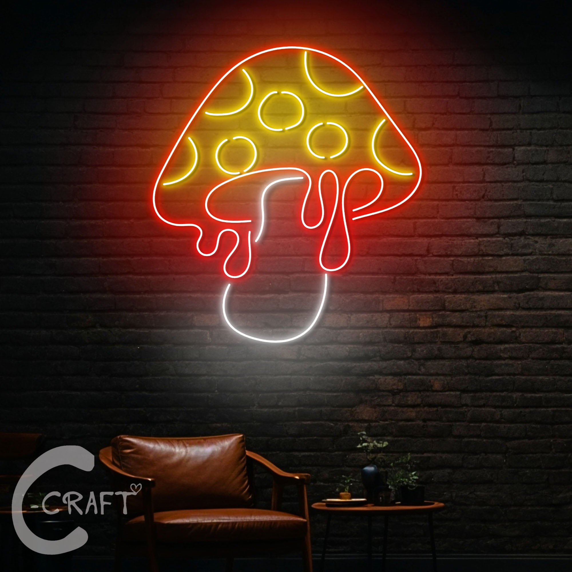 C-CRAFT Liquid Mushroom Neon Led Light Up 23 inch for Mushroom Shop ...