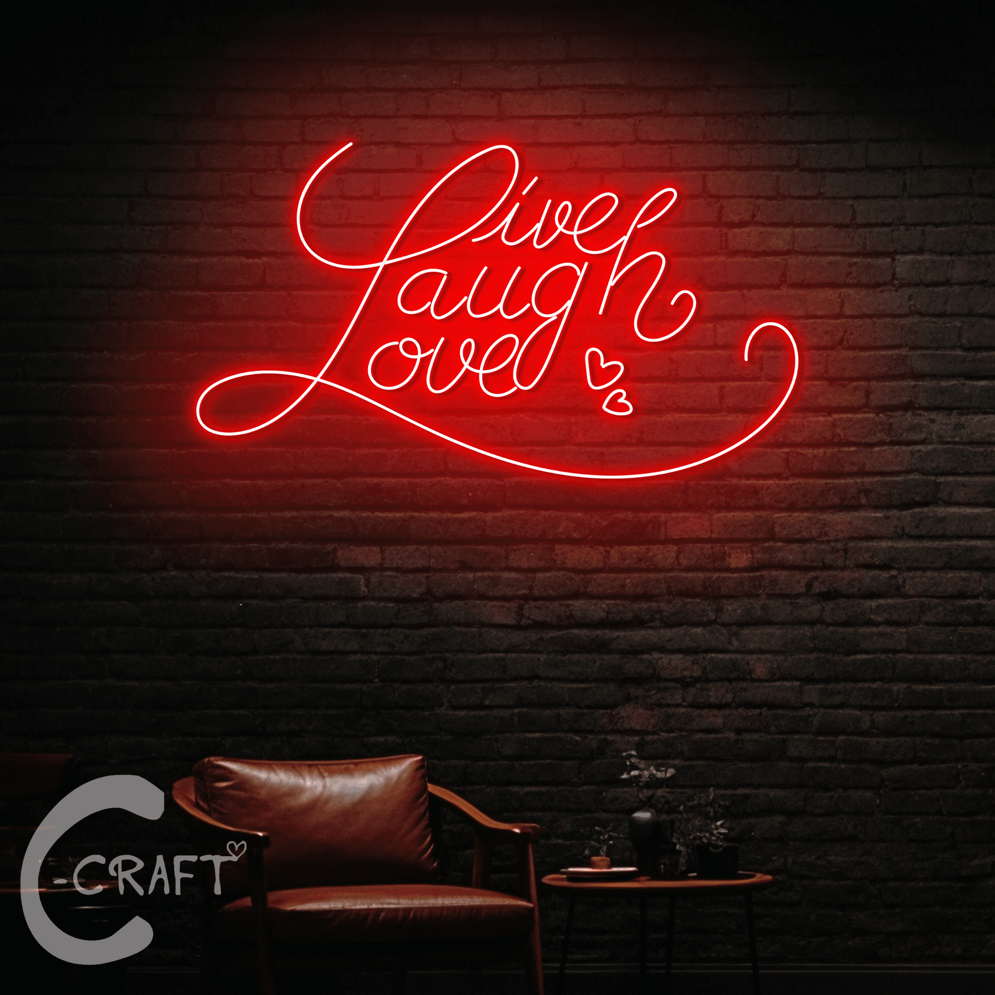C-CRAFT Live Laugh Love Neon Led Light Sign 30 inch for Valentine's Day ...