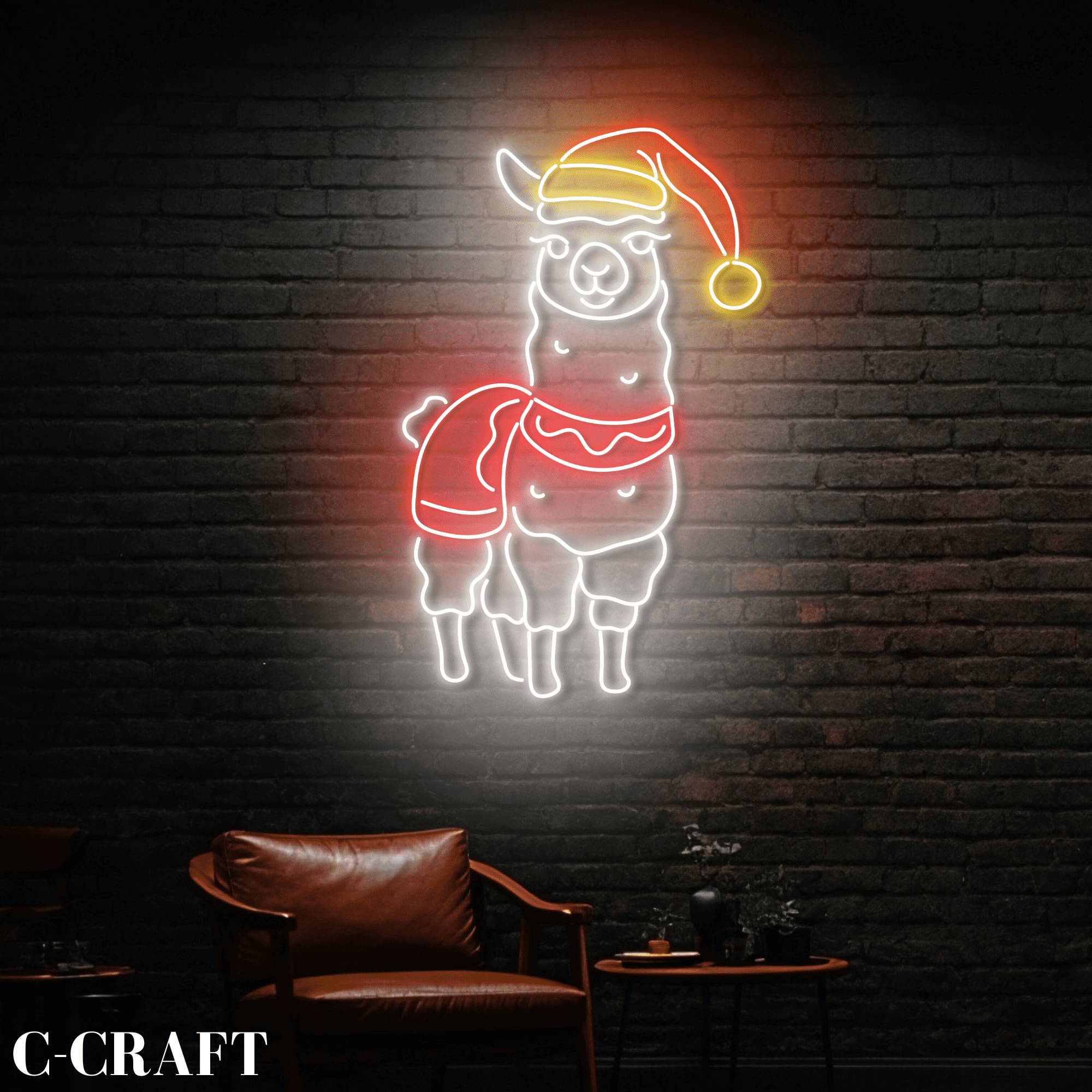 C-CRAFT Llama Neon Led Light Wall Art for Llama Lover Christmas Decor ...