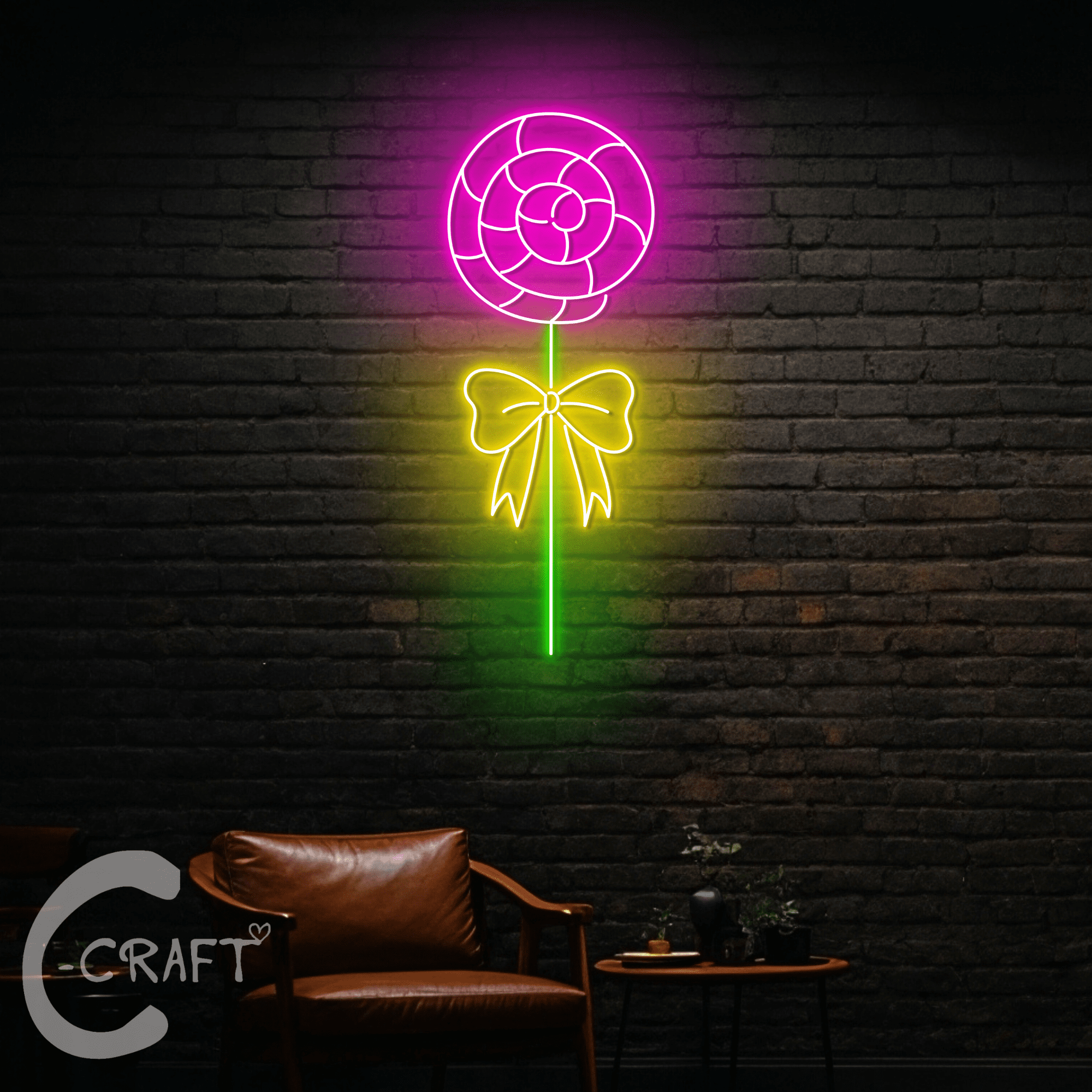 C-CRAFT Lollipop Neon Led Light Up 23 inch for Candy Shop Wall Decor ...