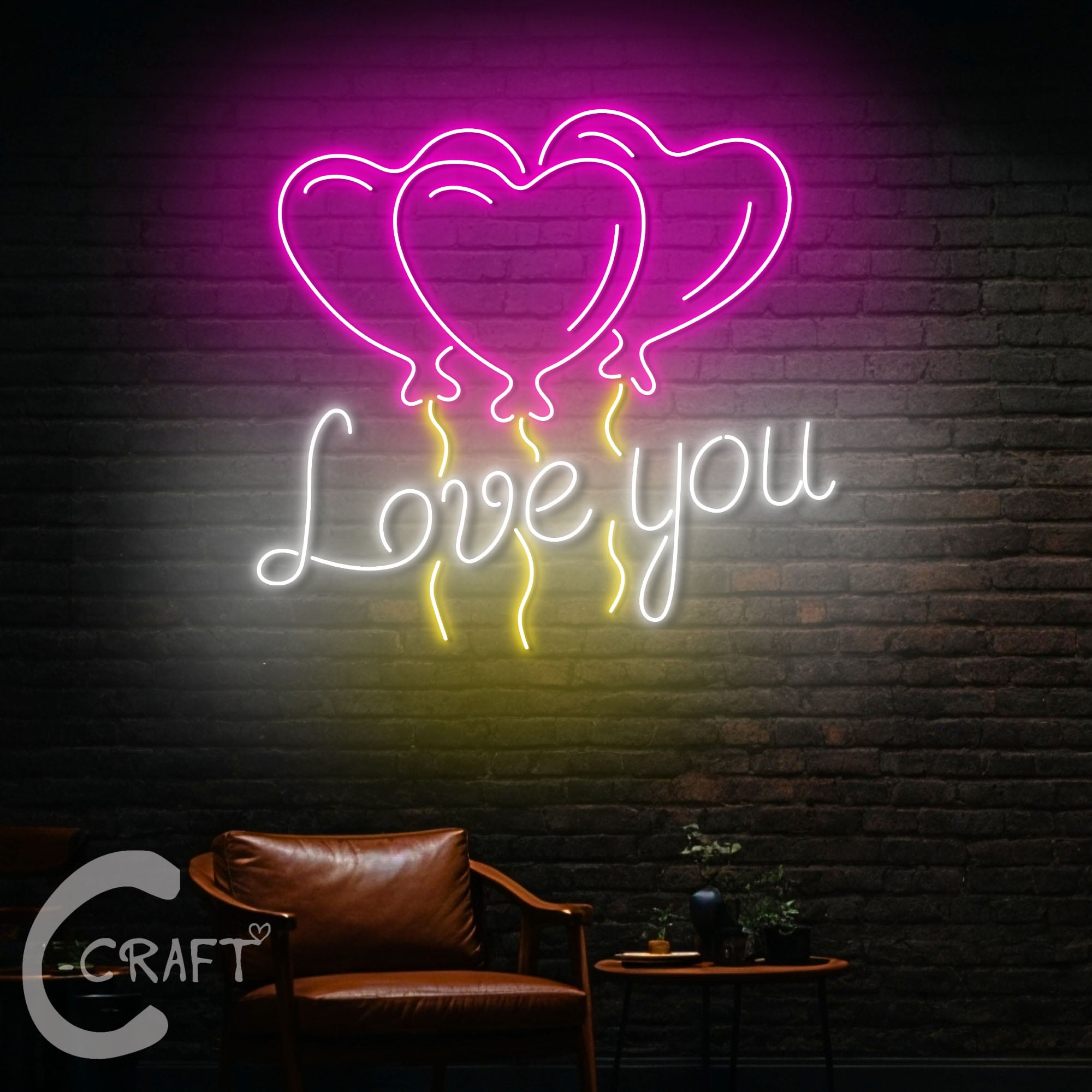 C-CRAFT Love Balloons Neon Led Light Up 38 inch for Wedding Valentine ...
