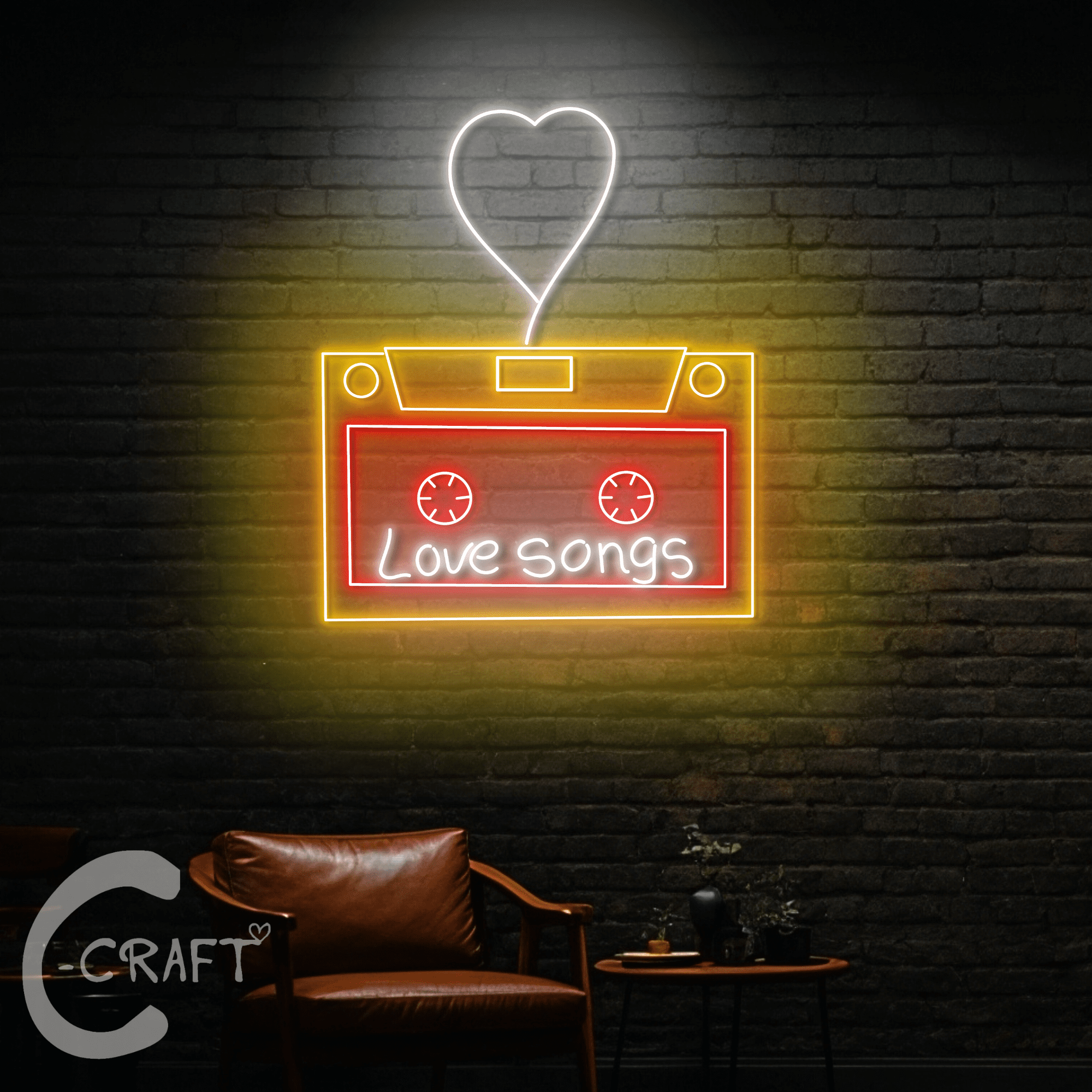 C-CRAFT Love Songs Record Neon Led Light Sign 38 inch for Valentines ...