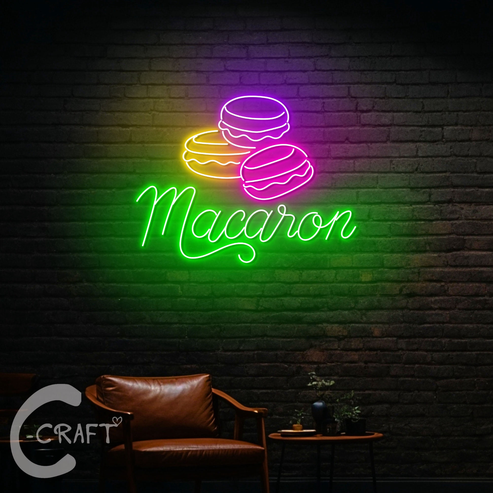 C-CRAFT Macaron Neon Led Light Up 20 inch for French Macaron Cake Shop ...