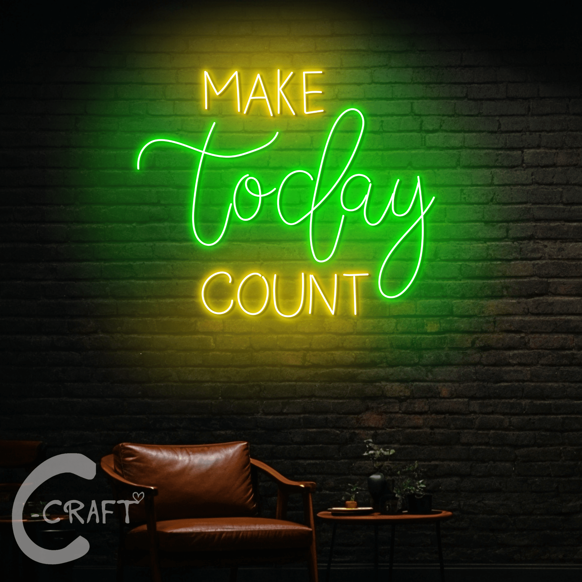 C-CRAFT Make Today Count Neon Led Light Up 18 inch for Motivational ...
