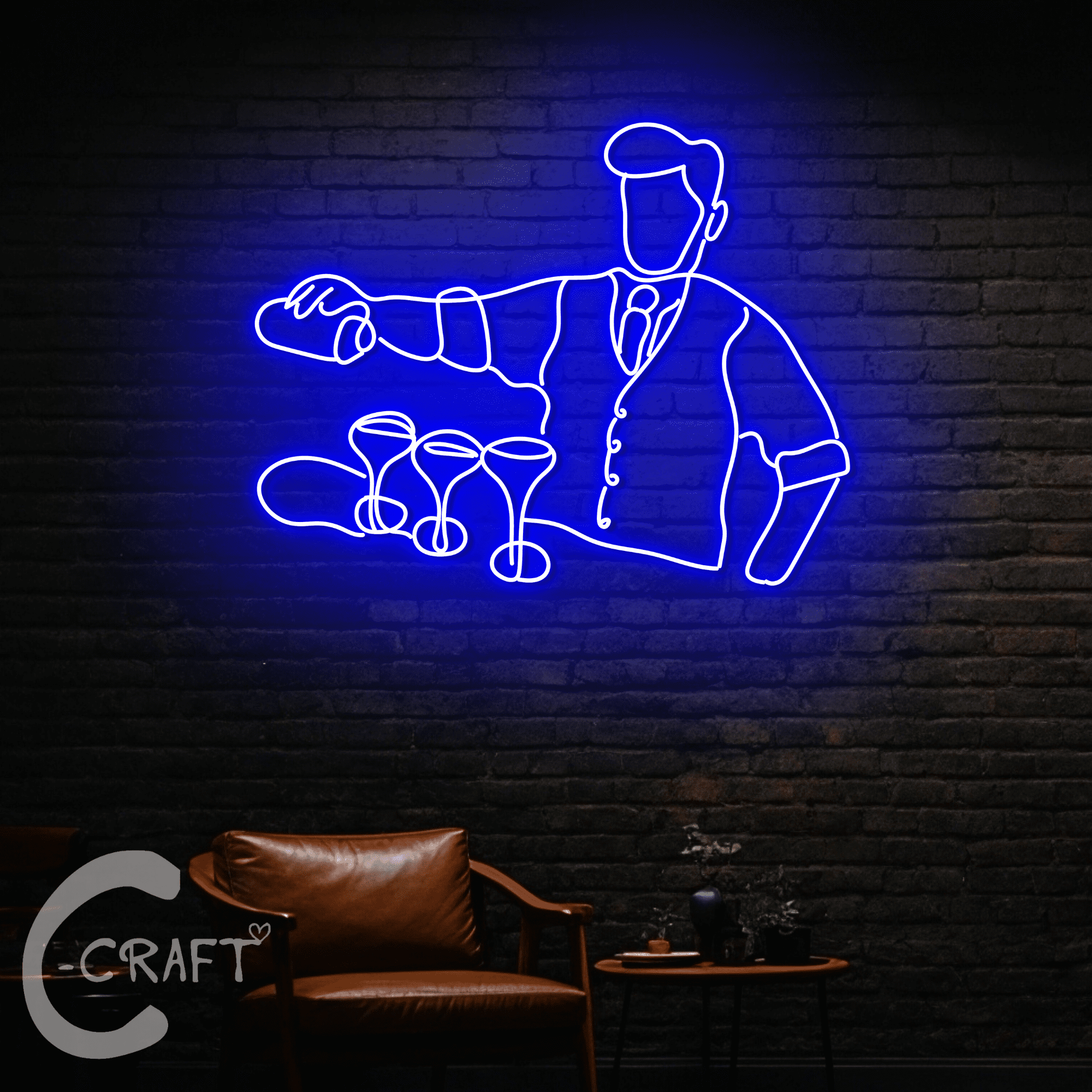 C-CRAFT Man Bartender Neon Sign LED Light 38 inch for Bar Pub Decor ...