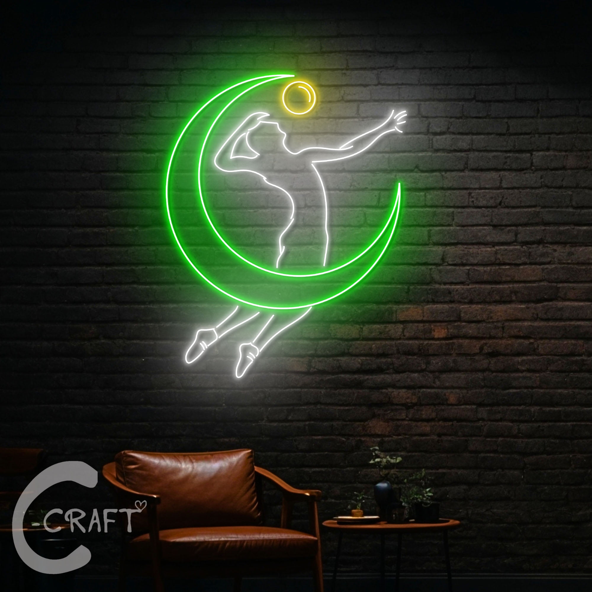 C-CRAFT Man Moon Volleyball Neon Led Light Up 25 inch for Volleyball ...