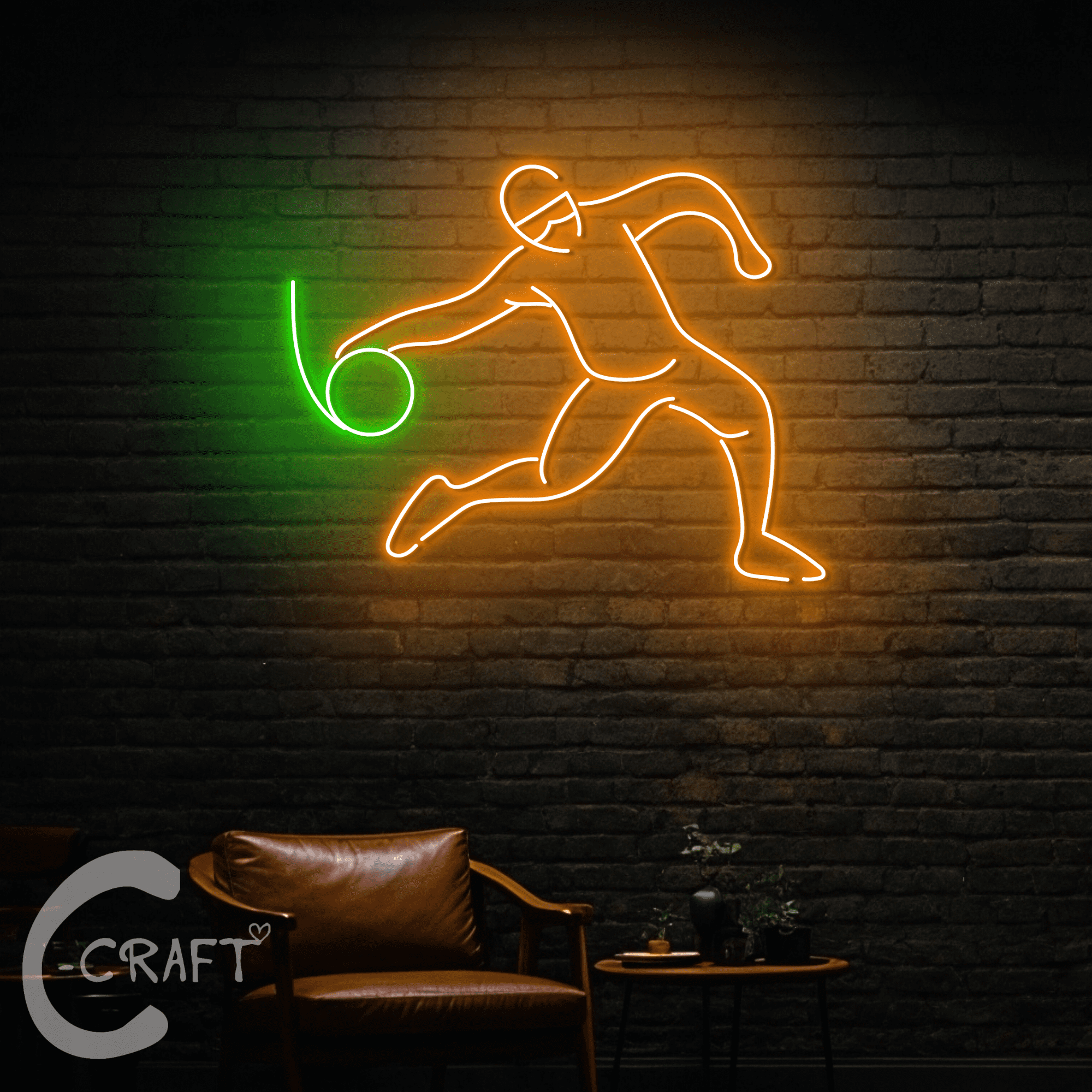C-CRAFT Man Play Goalball Neon Led Light Up 33 inch for Bedroom ...