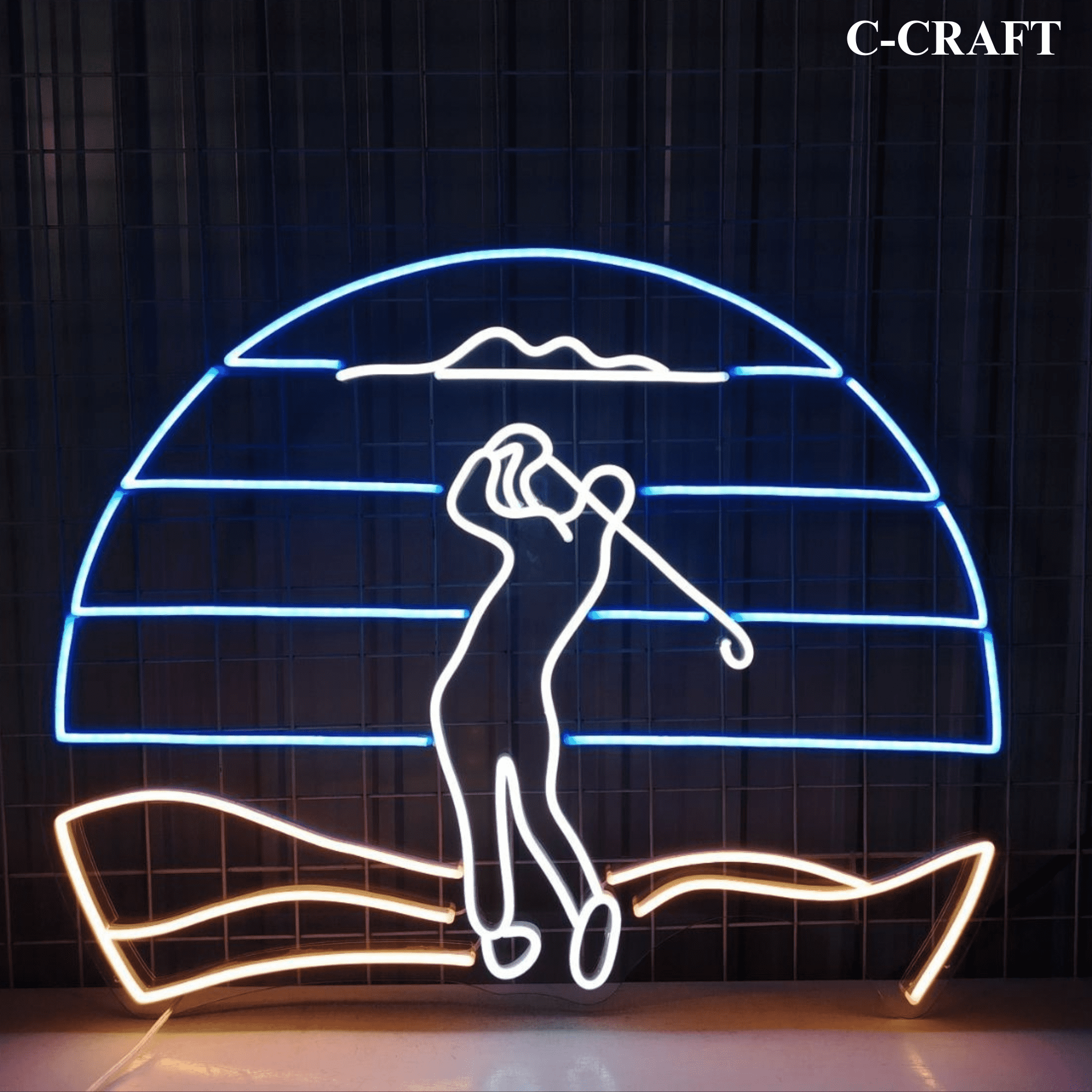 C-CRAFT Man Play Golf Neon LED Light Acrylic Wall Decorations For Golf ...