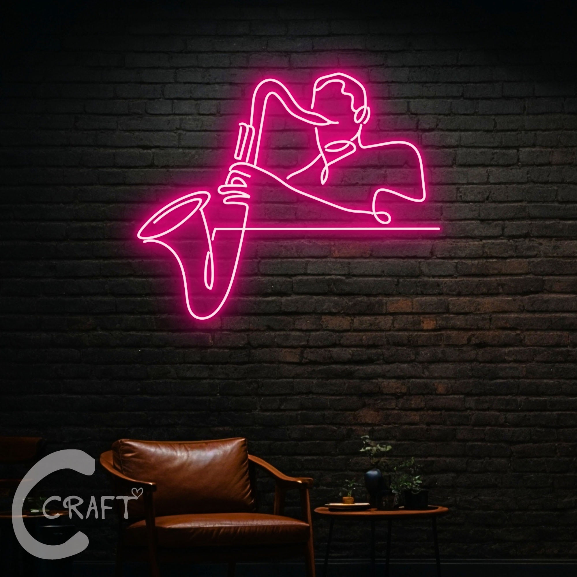 C-CRAFT Man Saxophone Player Neon Sign LED Light 33 inch for Saxophone ...
