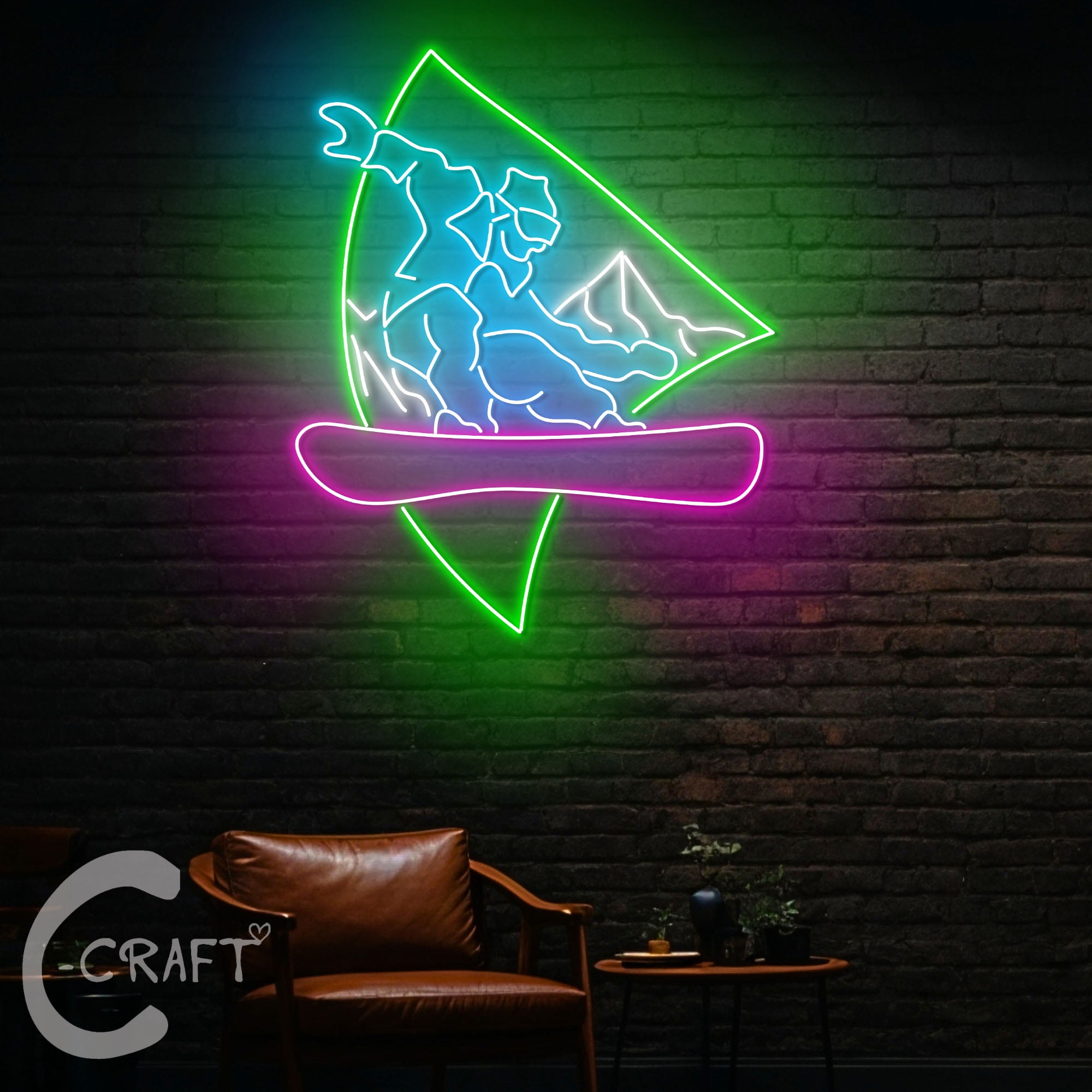 C-CRAFT Man Snowboarding Neon Led Light Up 27 inch for Snowboarding ...